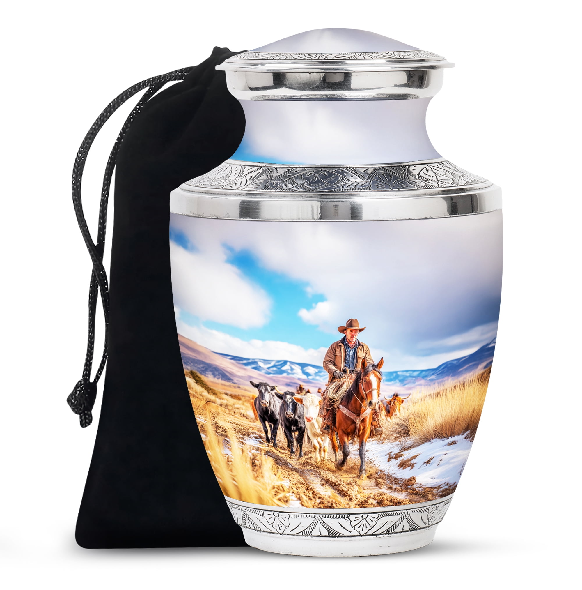 SABURIAL Cowboys Ash Urn for Men & Female - Decorative Urns for Ash ...