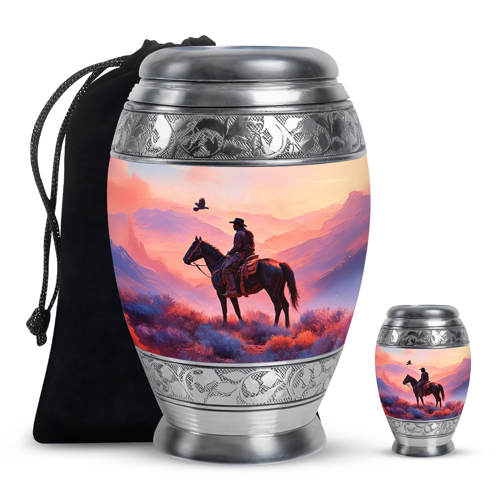 SABURIAL Cowboys Keepsake Funeral Urn - Small Burial Urns for Human ...
