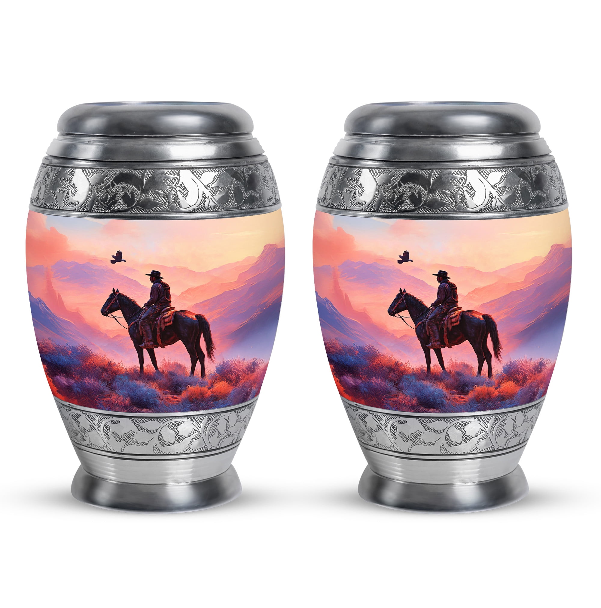 SABURIAL Cowboys Urn - Small Burial Urns For Male & Female - Decorative ...