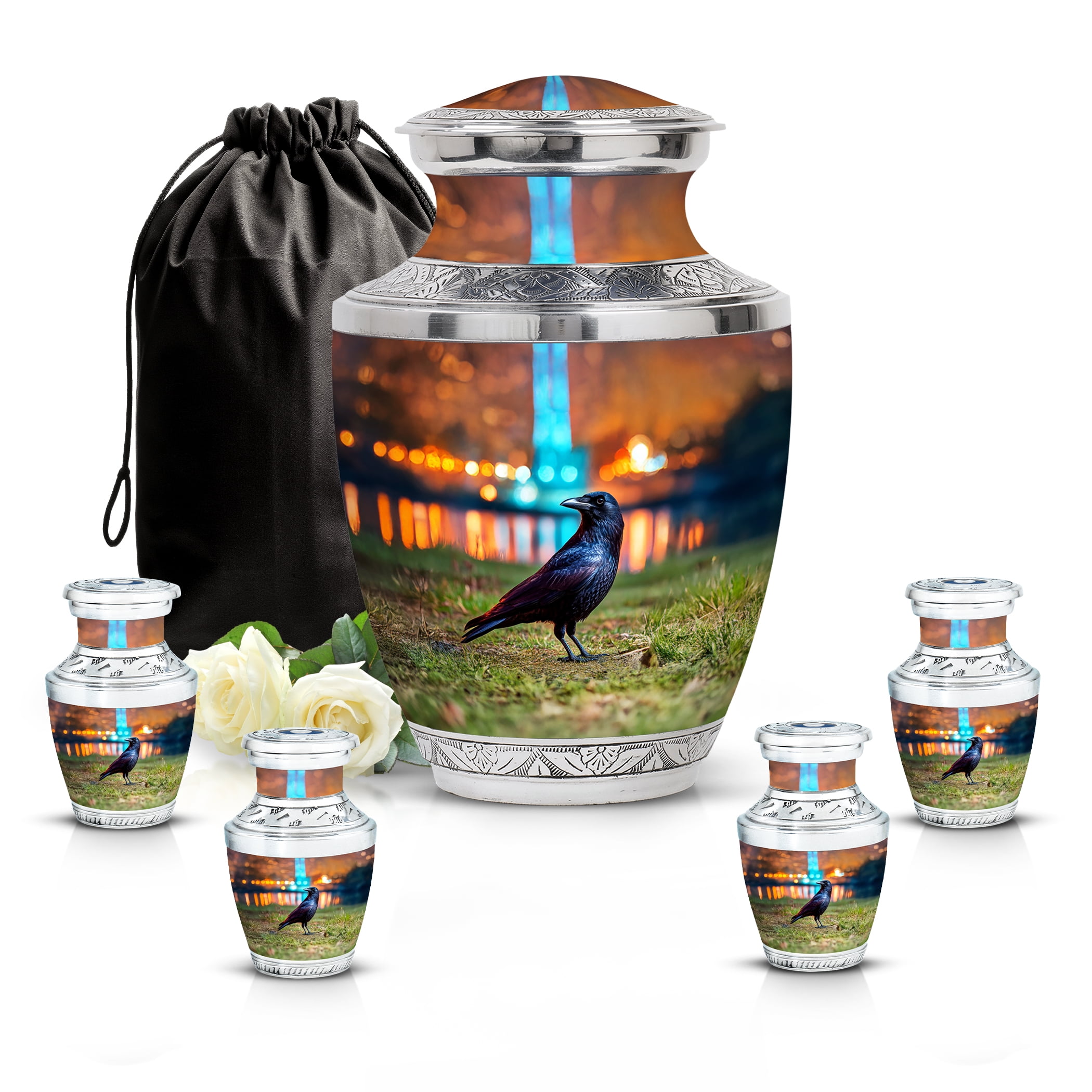 SABURIAL Crow Urn - Decorative Funeral Urns for Men & Women Ash ...