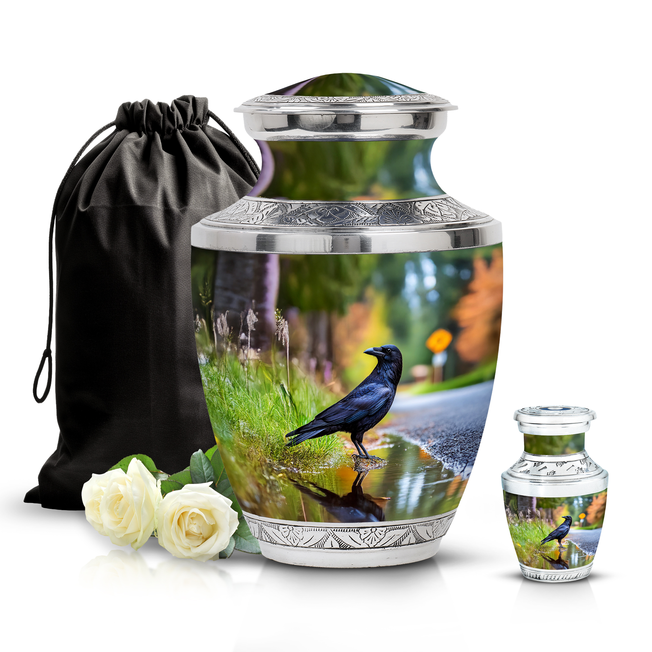 SABURIAL Crow Urn - Lovely Funeral Urns for Adult Male Ash - Decorative ...