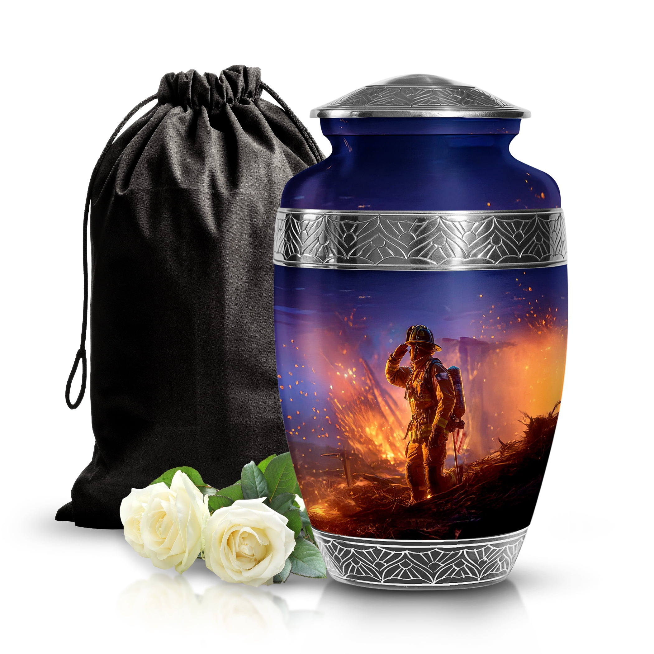 SABURIAL Firefighter Urn - Handcrafted Urn For Human Ash - Large ...