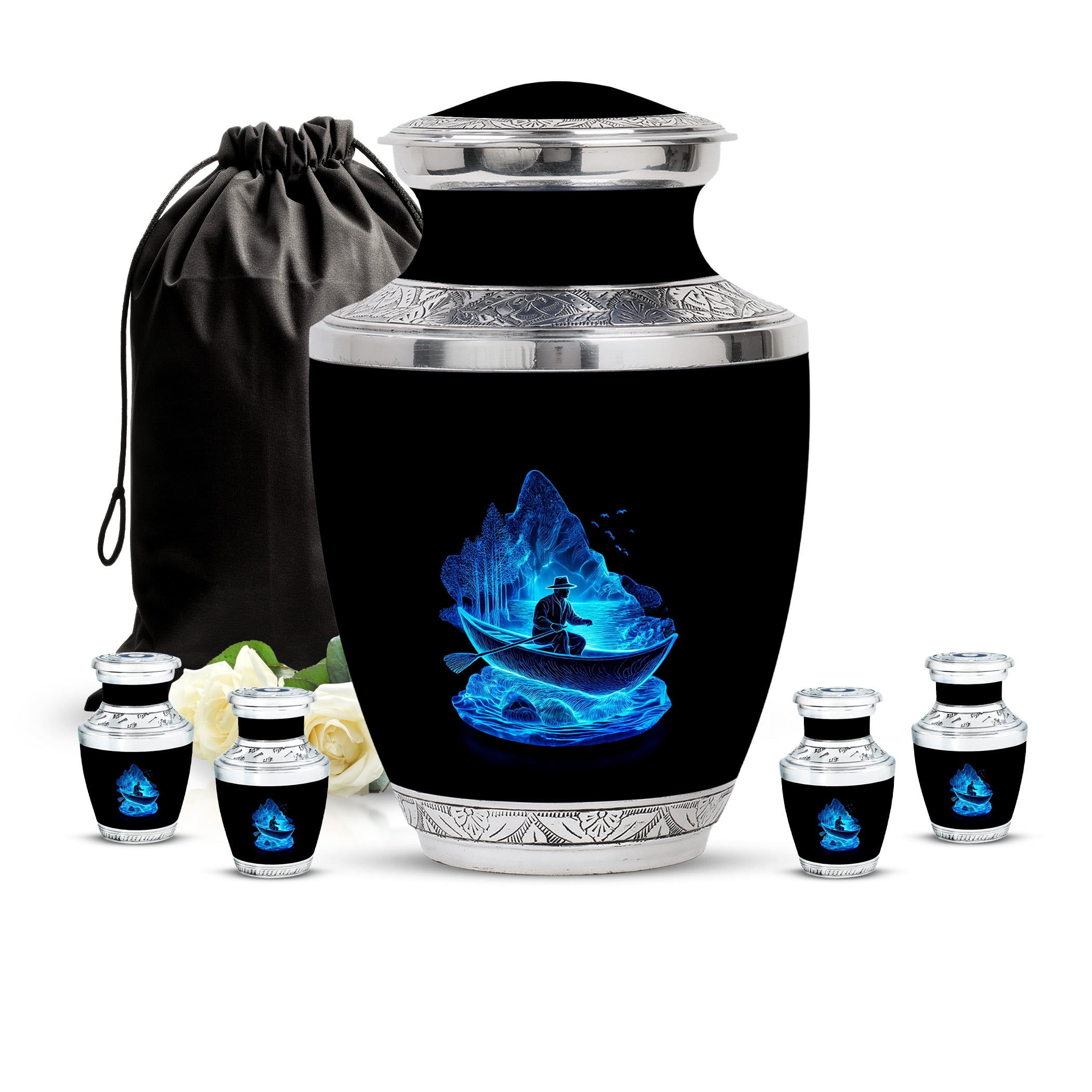 SABURIAL Fishing Urn - Memorial Urns - Small Ashes Keepsake - Combo ...