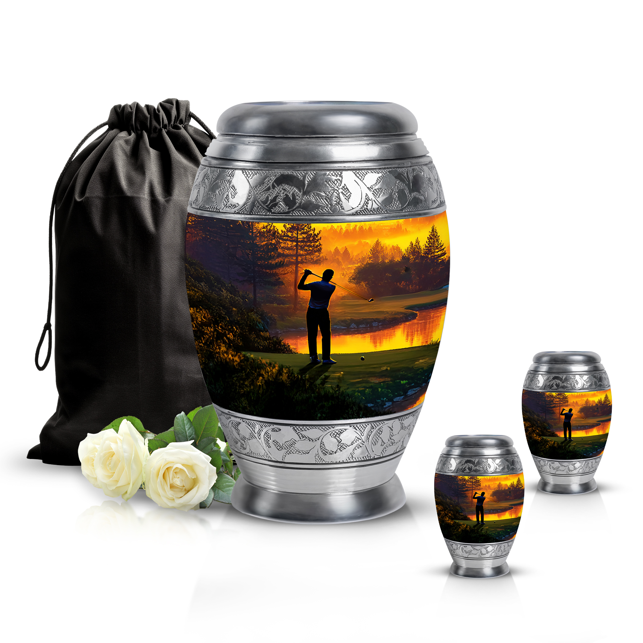 SABURIAL Golf Ball Urn - Memorial Urn - Combo - 10 Inch Large With 3 ...