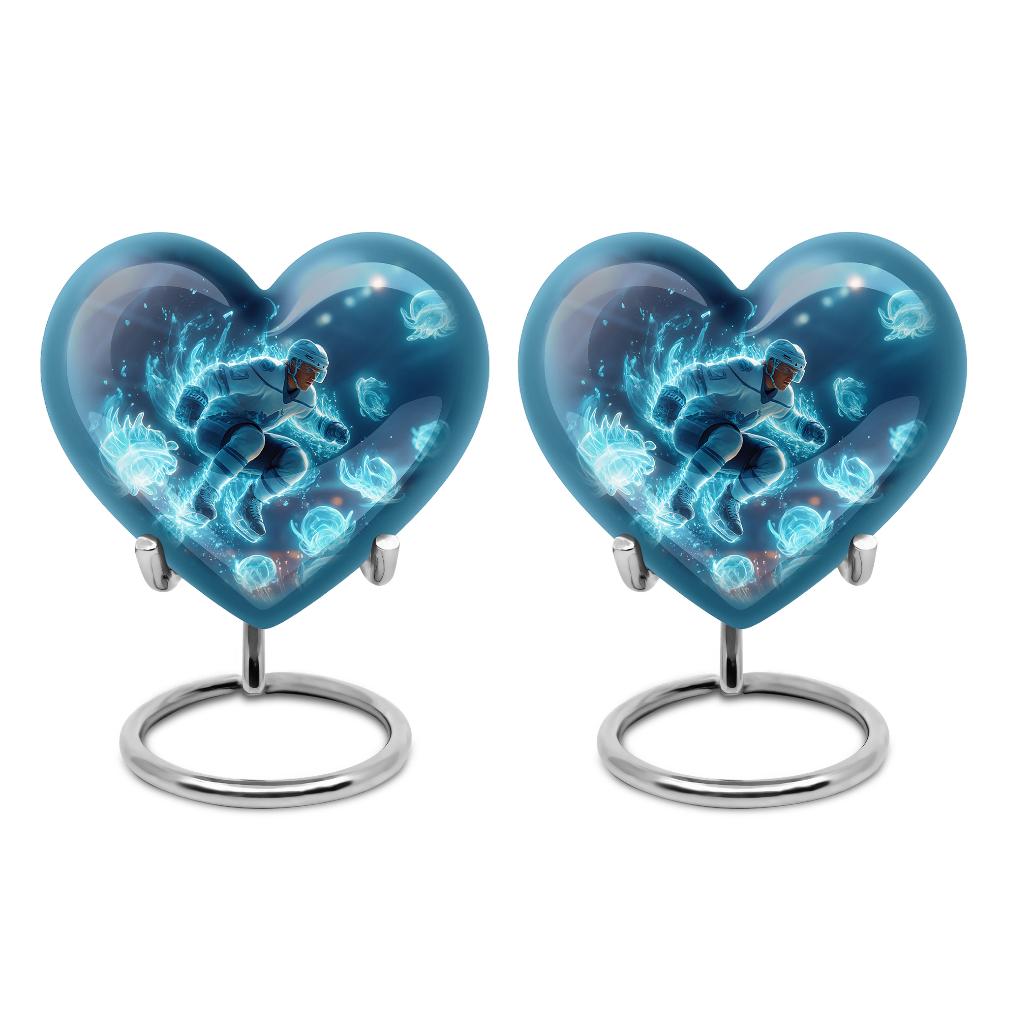 SABURIAL Ice Hockey Urn - Heart Shape Handmade Mini Memorial Urns For ...
