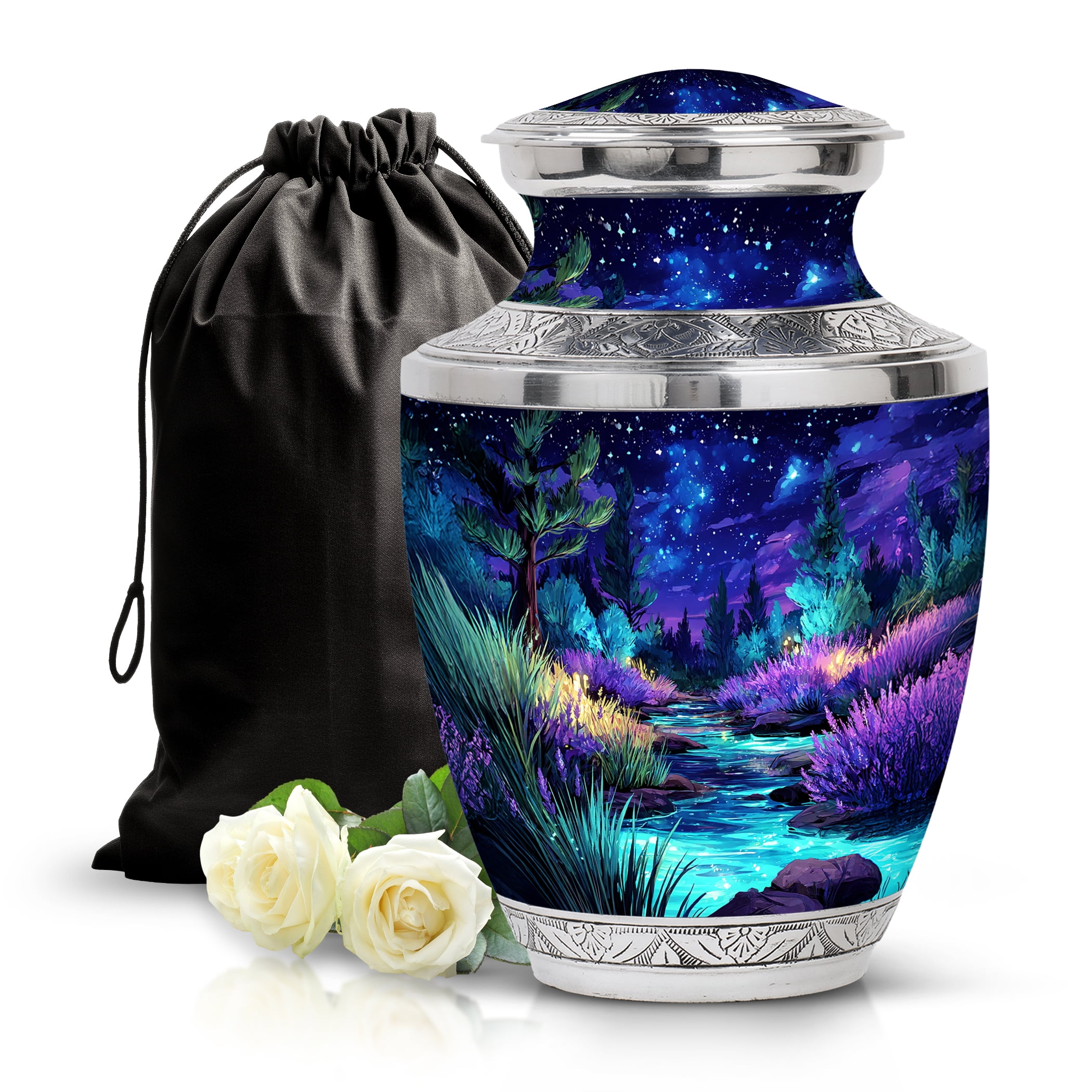 SABURIAL Lavender Grass Urn - Memorial Urns For Mom & Dad - 10 Inch ...