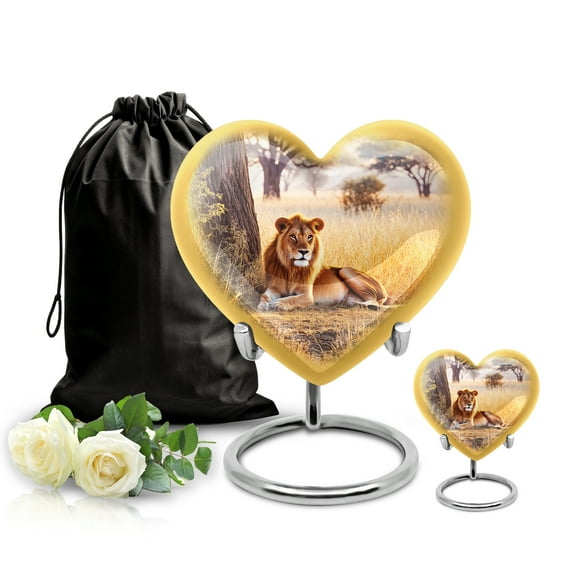 SABURIAL Lion Urn - Funeral Urn For Ashes - Combo 1 - Large With 3 Inch ...