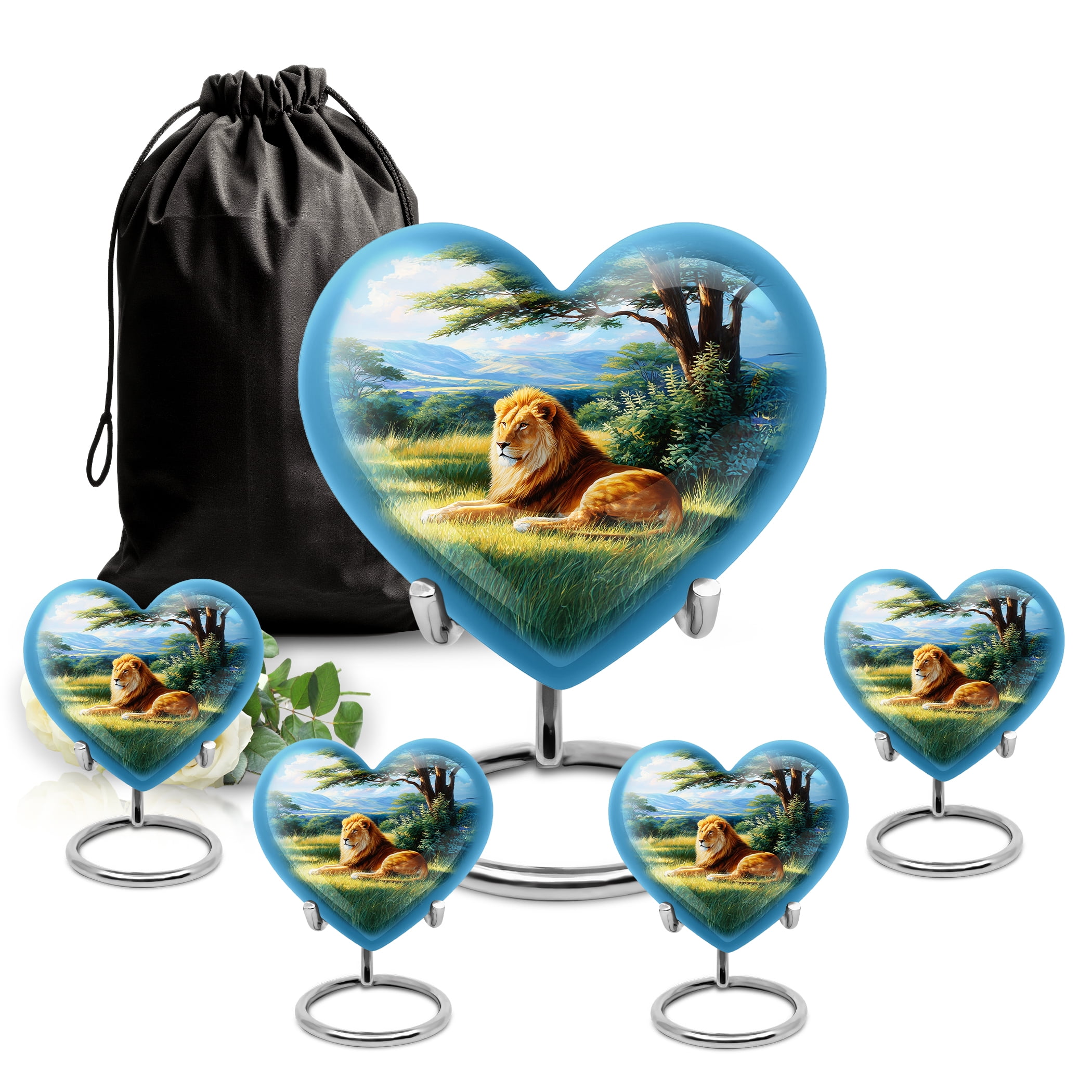 SABURIAL Lion Urn - Funeral Urn For Ashes - Combo 3 - Large With 3 Inch ...