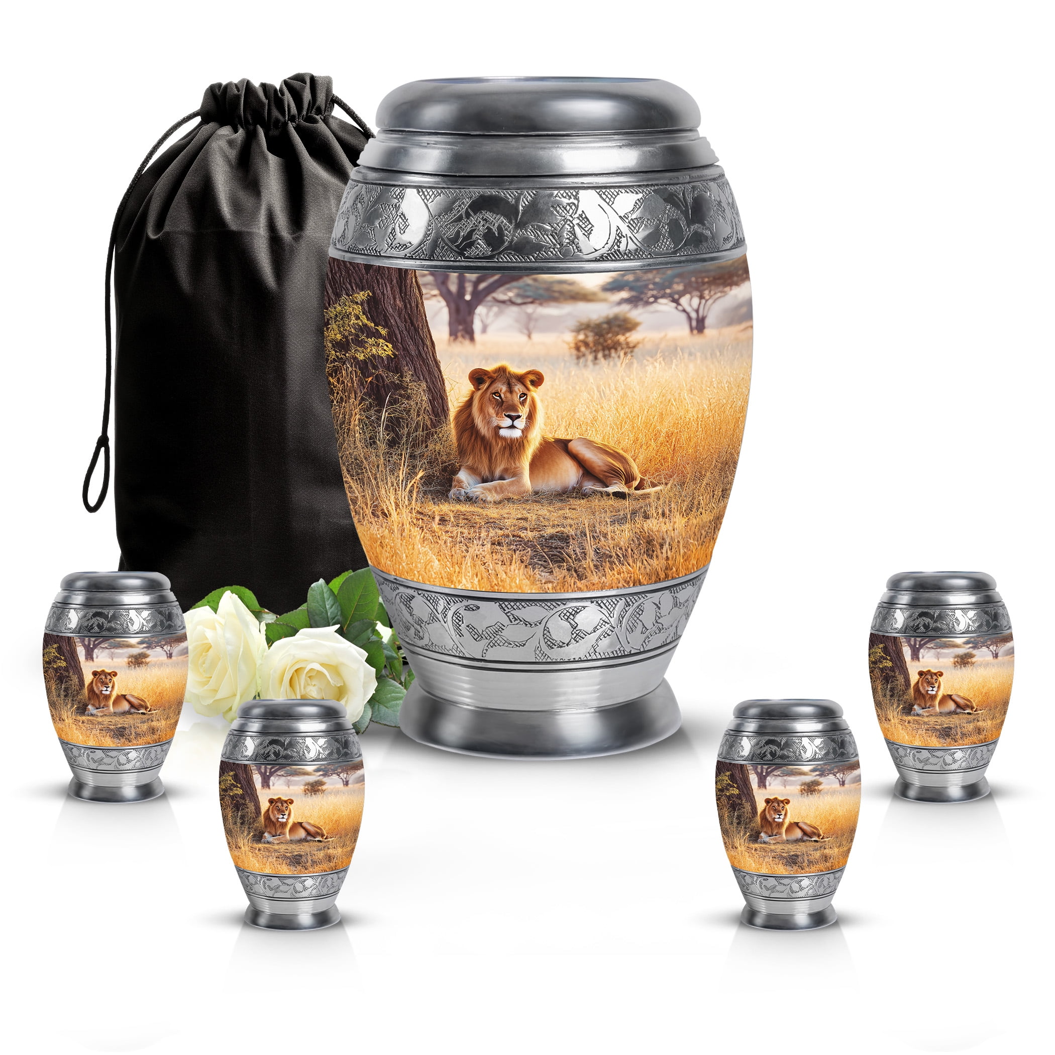 SABURIAL Lion Urn - Large Burial Urn For Adult Ashes Women - Keepsake ...