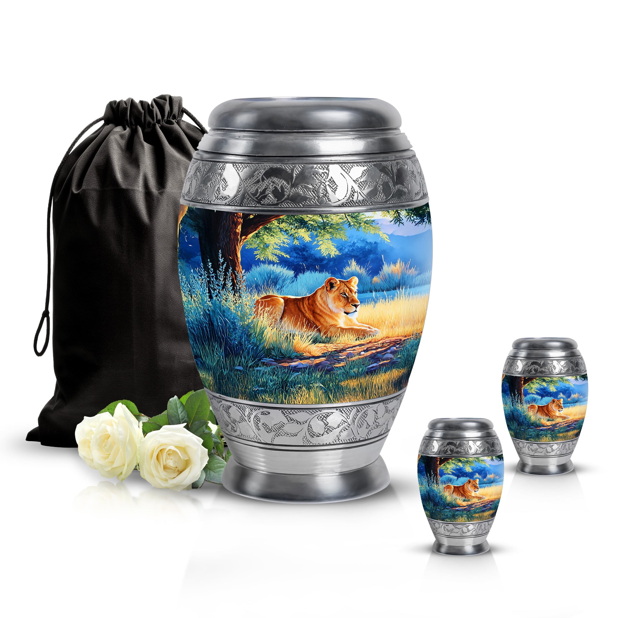 SABURIAL Lion Urn - Mini Burial Urn For Adult Ashes Women - Large ...