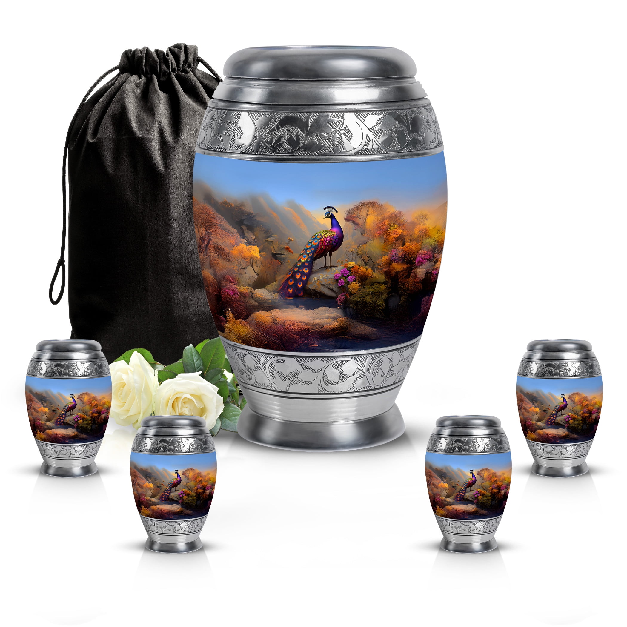 SABURIAL Peacock Urn - Mini Urns For Human Ashes Adult Man - Large ...