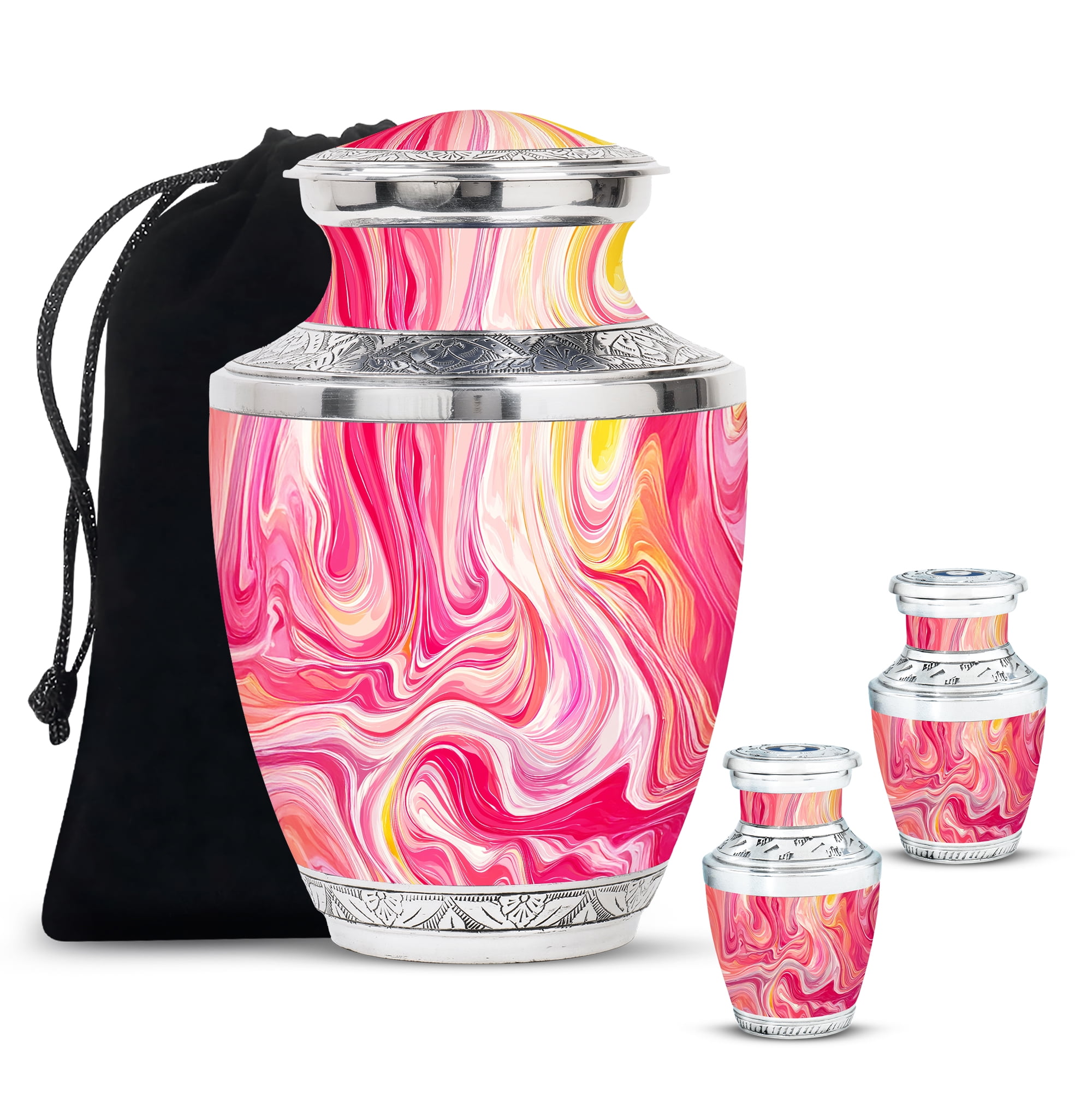 SABURIAL Pink Urn - Unique Urn - Combo 2 - Large With 3 Inch Pack Of 2 ...