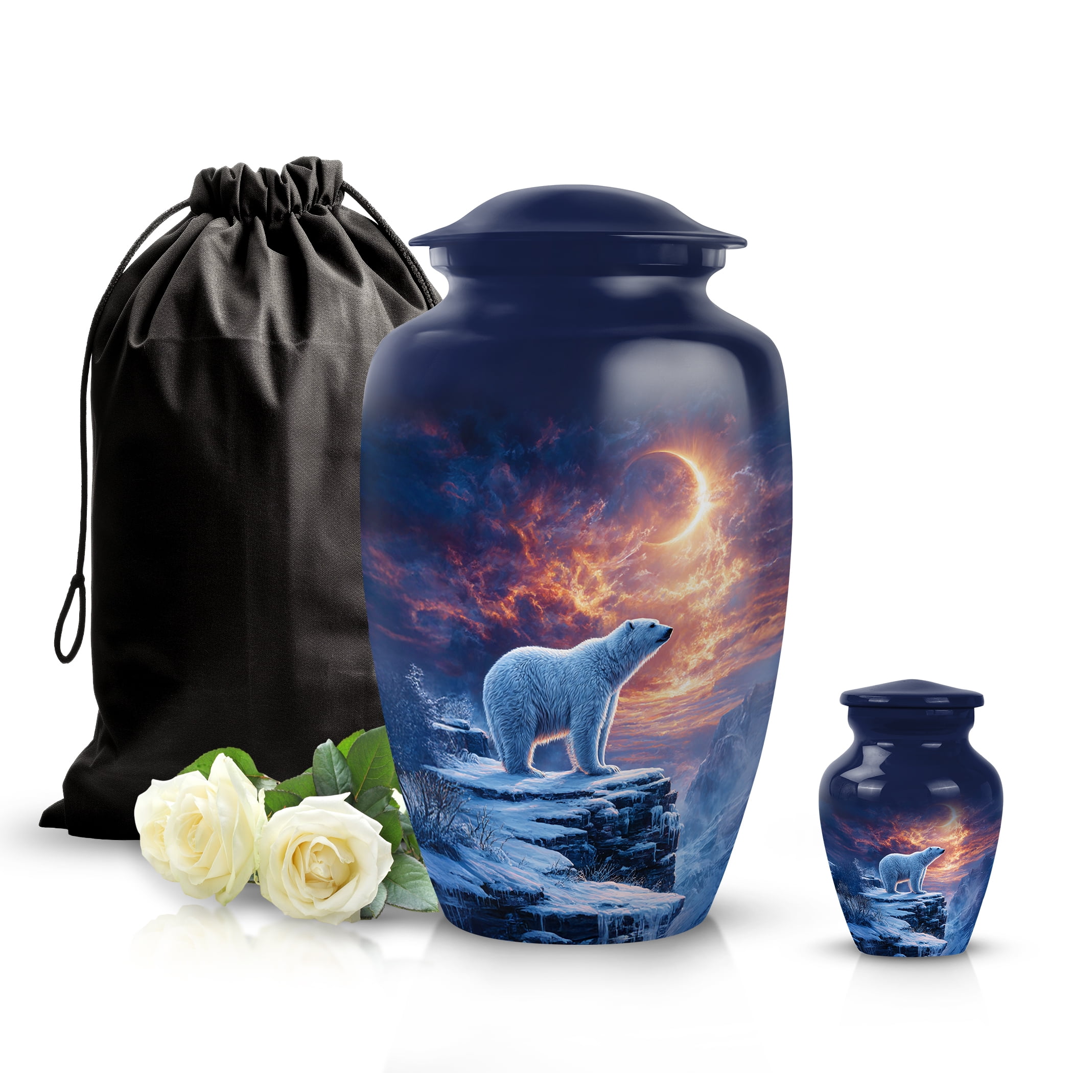 SABURIAL Polar Bear Urn - Large Funeral Urn for Men & Women Ash ...