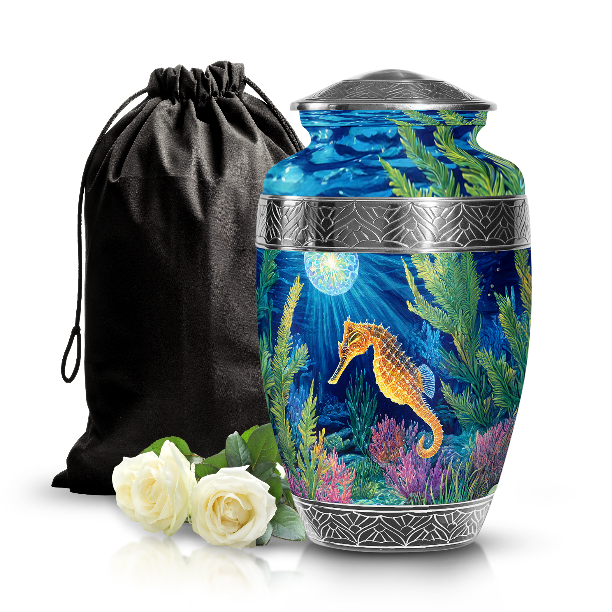 SABURIAL Sea House Urn - Elegant Handmade Funeral Urn For Adult Ash ...