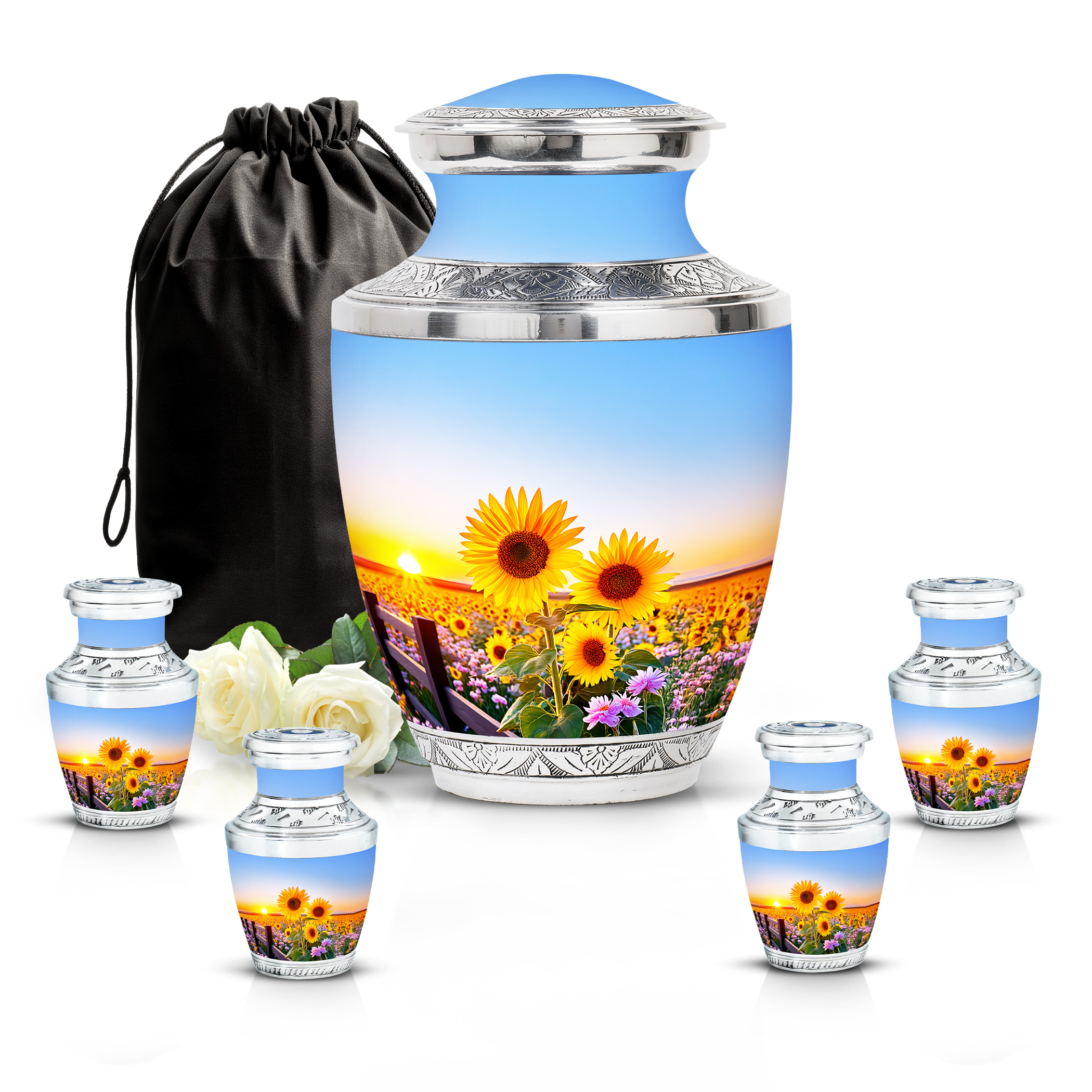 SABURIAL Sunflower Urn - Cremation Urns For Human Ashes - Combo 3 ...