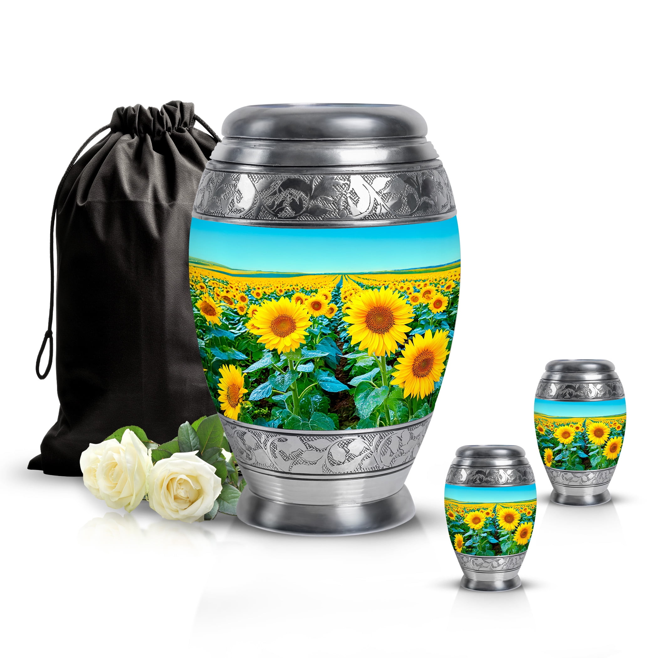 SABURIAL Sunflower Urn - Little Cremation Urns - Large Memorial Urn ...