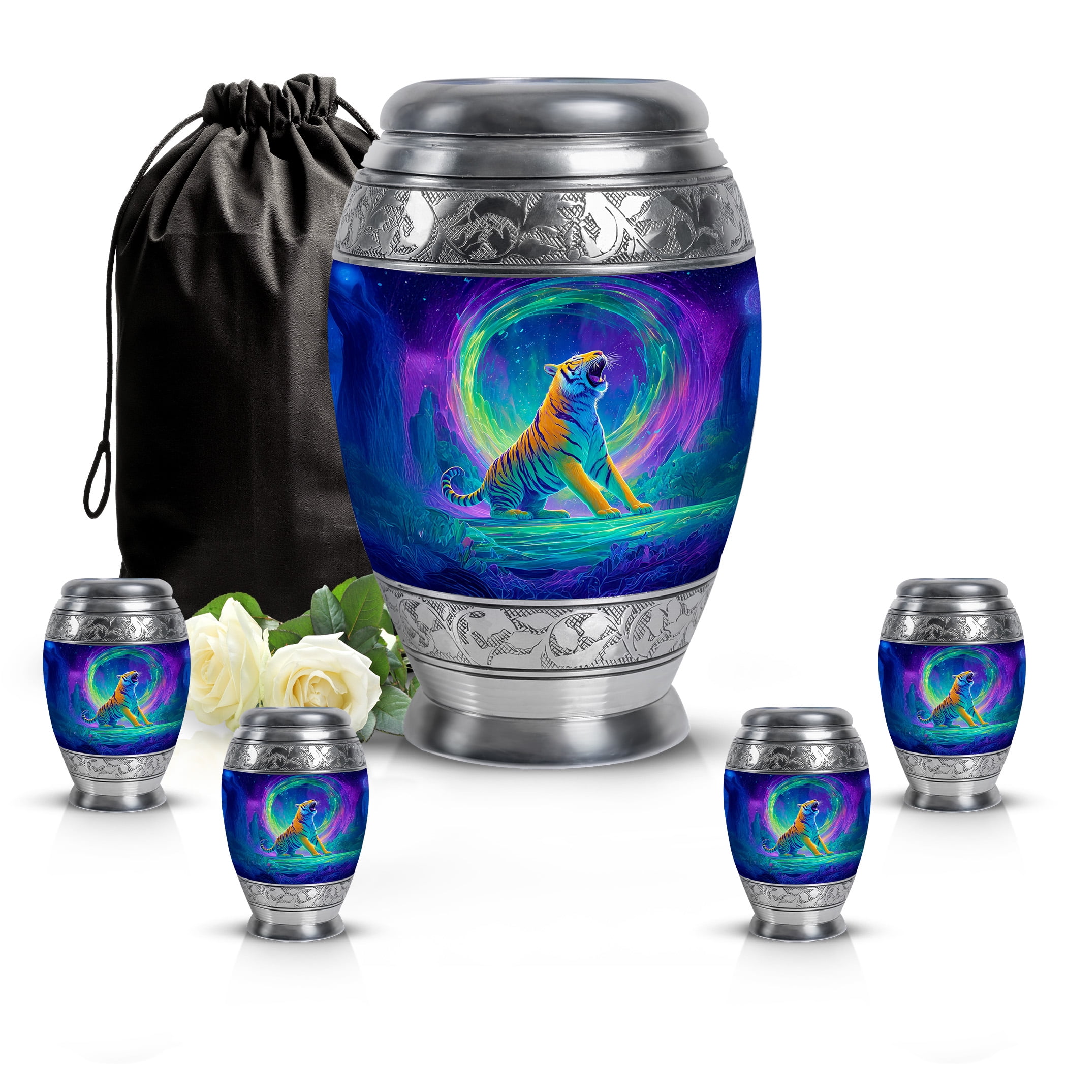 SABURIAL Tiger Urn - Small Memorial Urn - Large Burial Urns For Adult ...