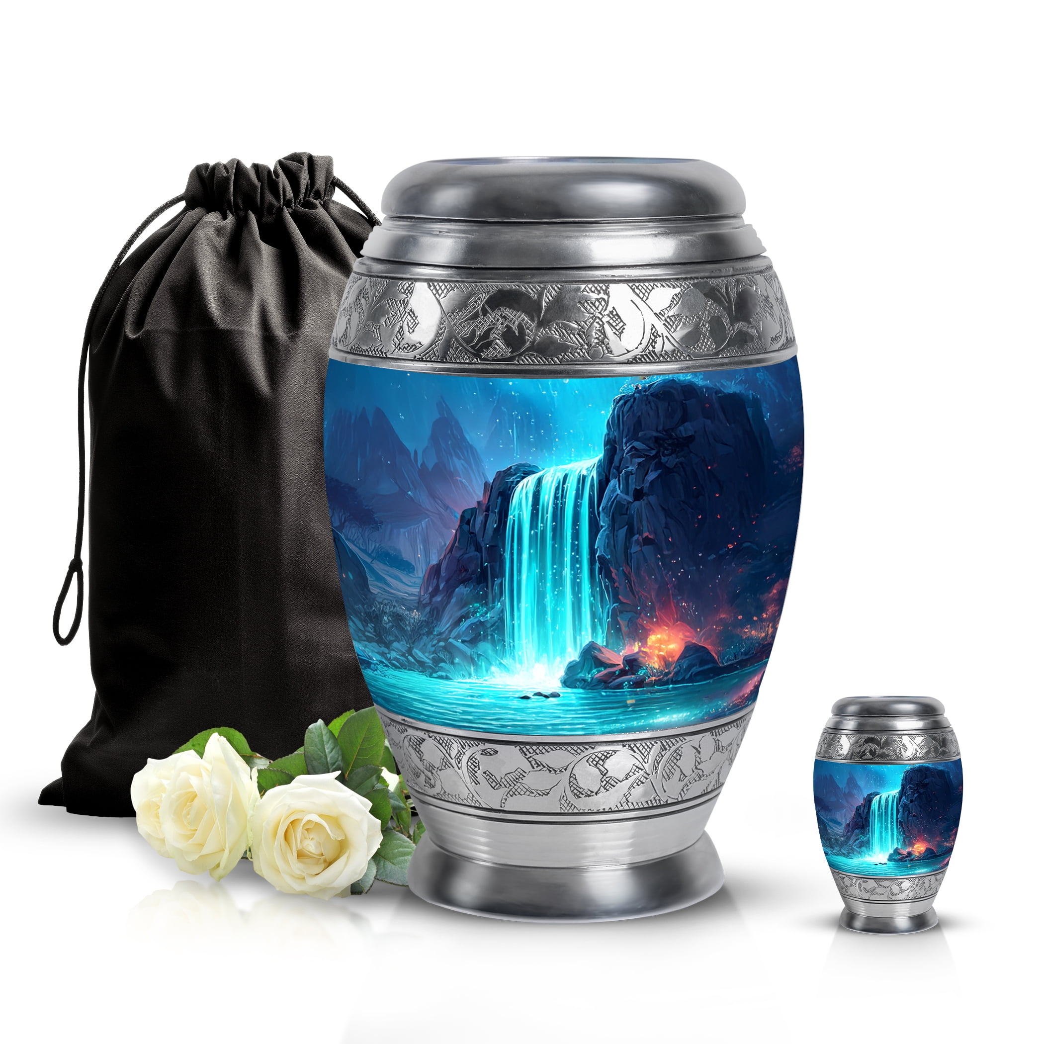 SABURIAL Waterfall Urn - Ashes Urns Human Remains - Combo - 10 Inch ...