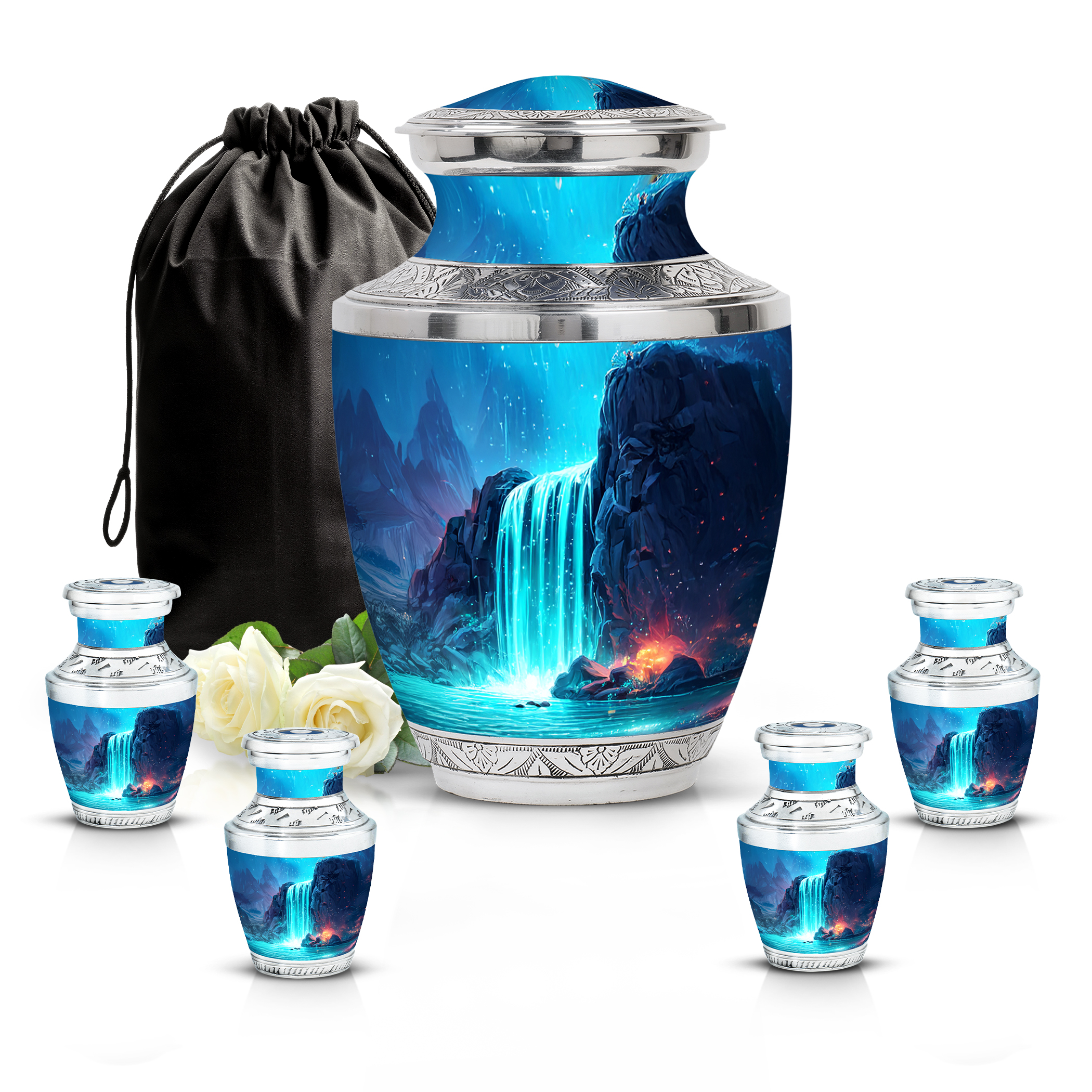 SABURIAL Waterfall Urn - Beautiful Handcrafted Funeral Tribute Urn For ...