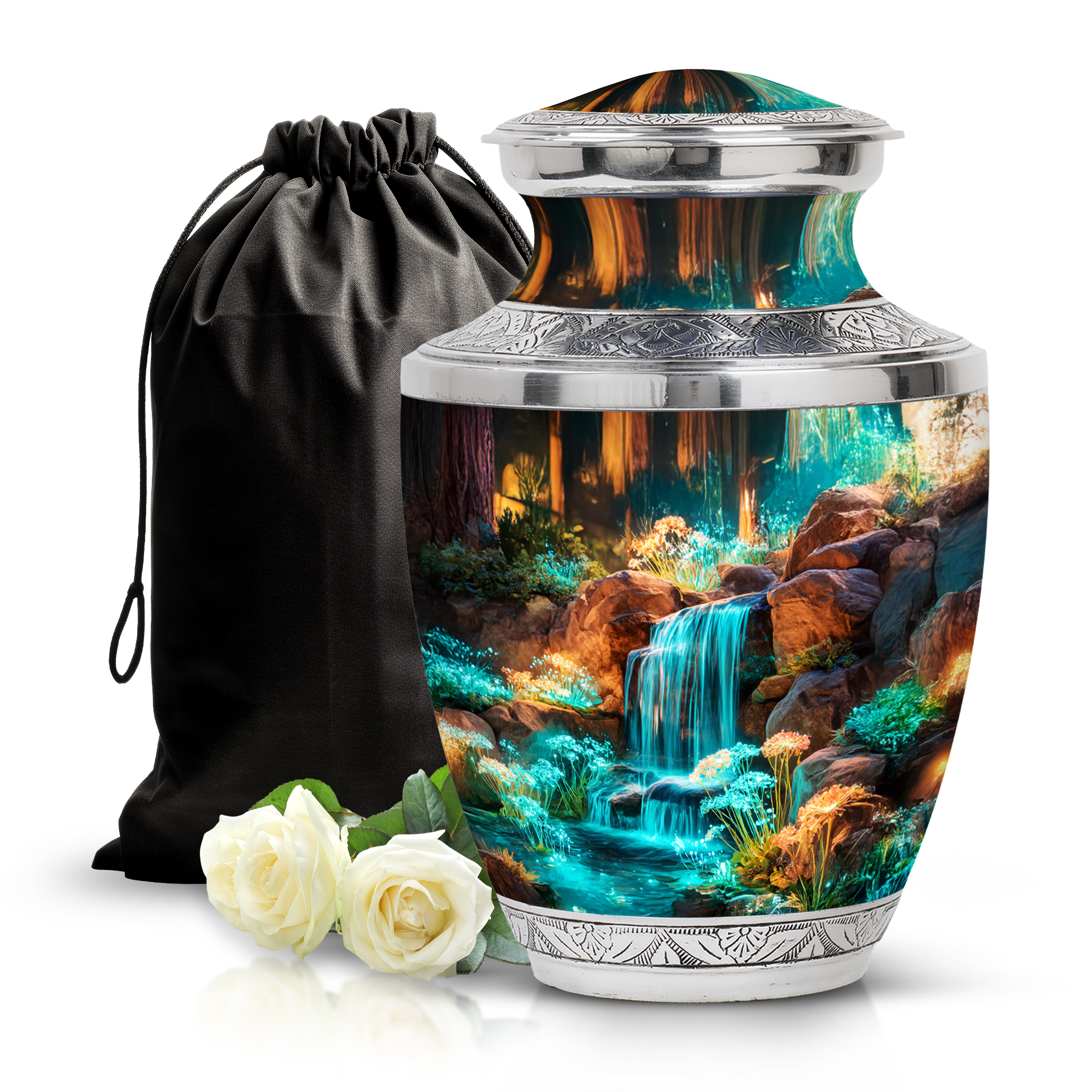 SABURIAL Waterfall Urn - Handcrafted Funeral Urn for Human Ashes ...
