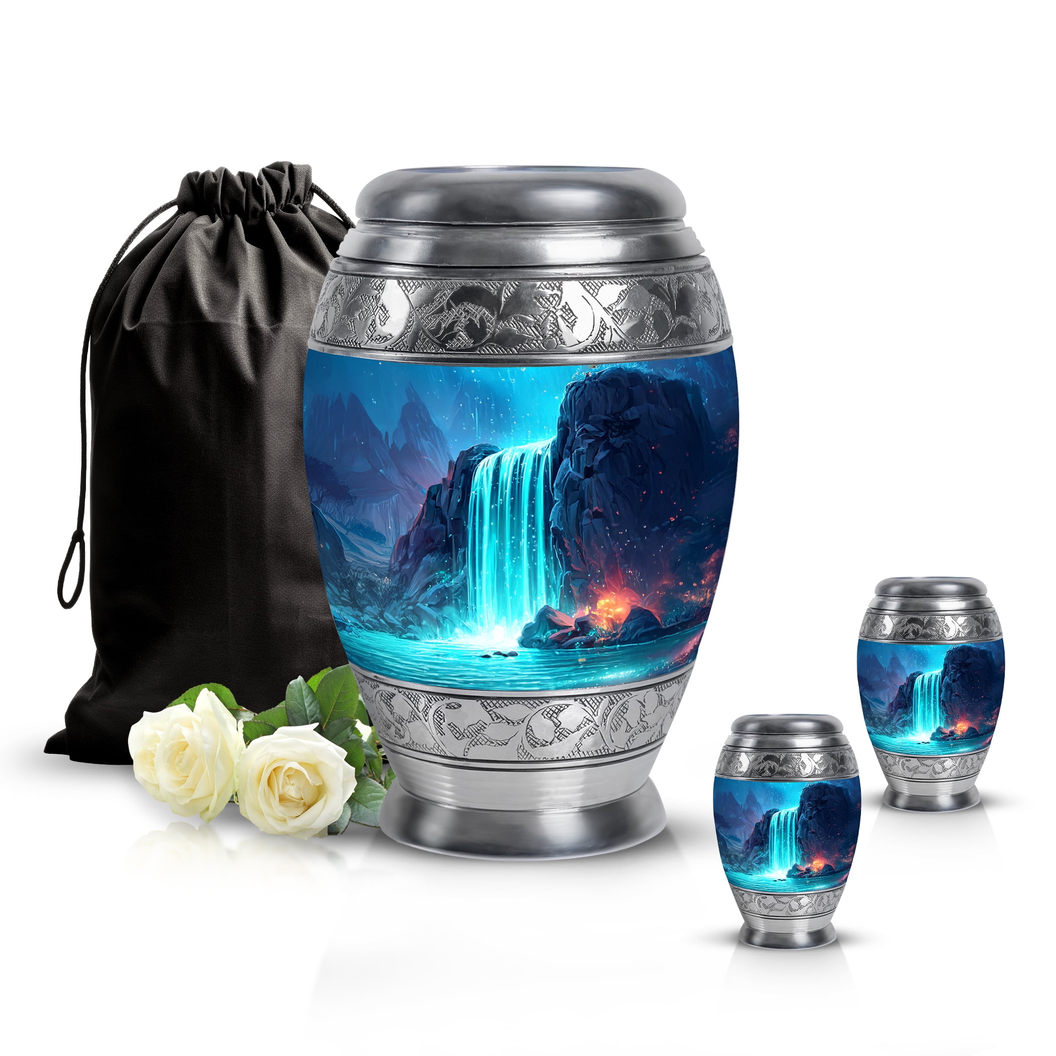 SABURIAL Waterfall Urn - Memorial Keepsakes For Ashes - Combo - 10 Inch ...