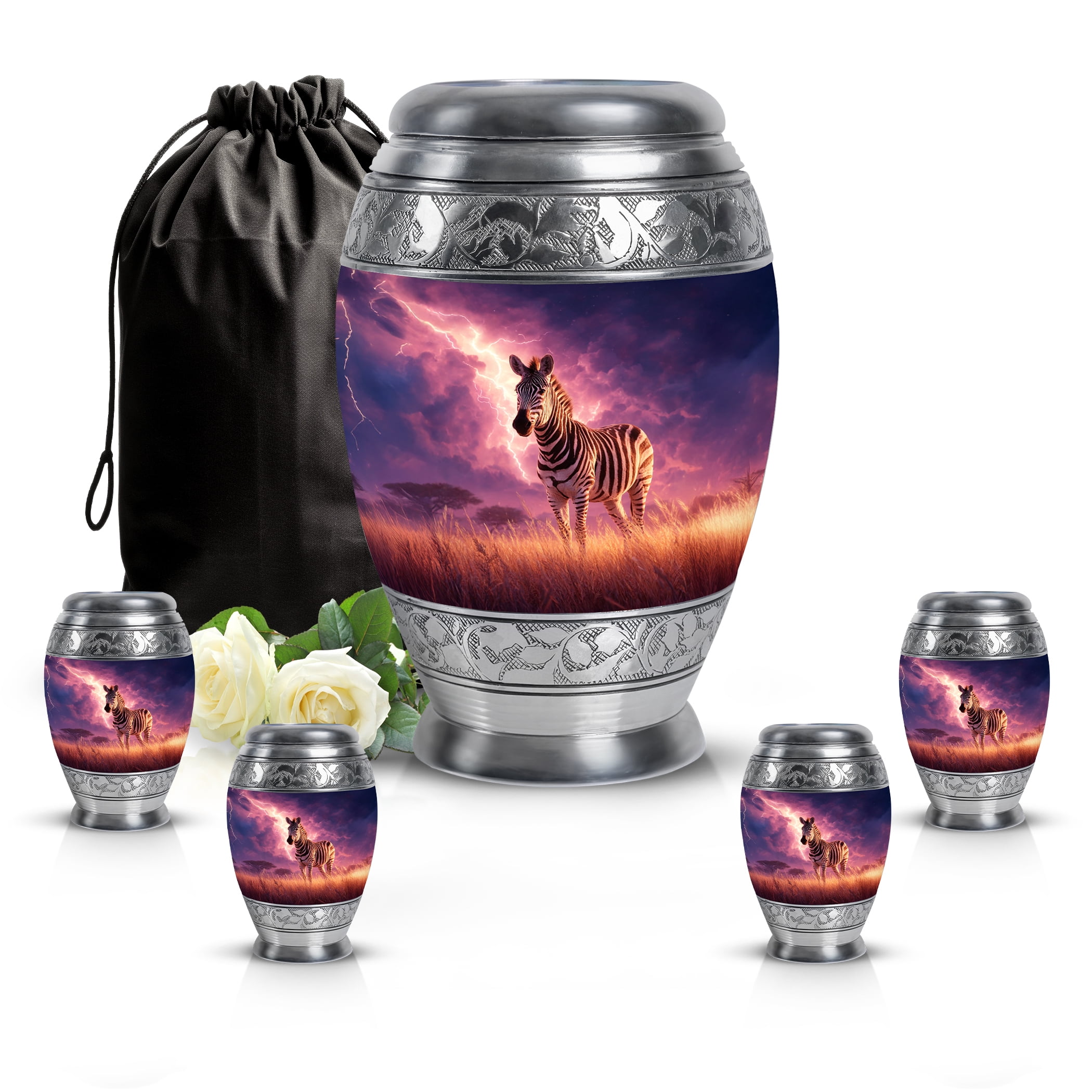 SABURIAL Zebra Urn - Ashes For Men & Women - Combo - 10 Inch Large With ...