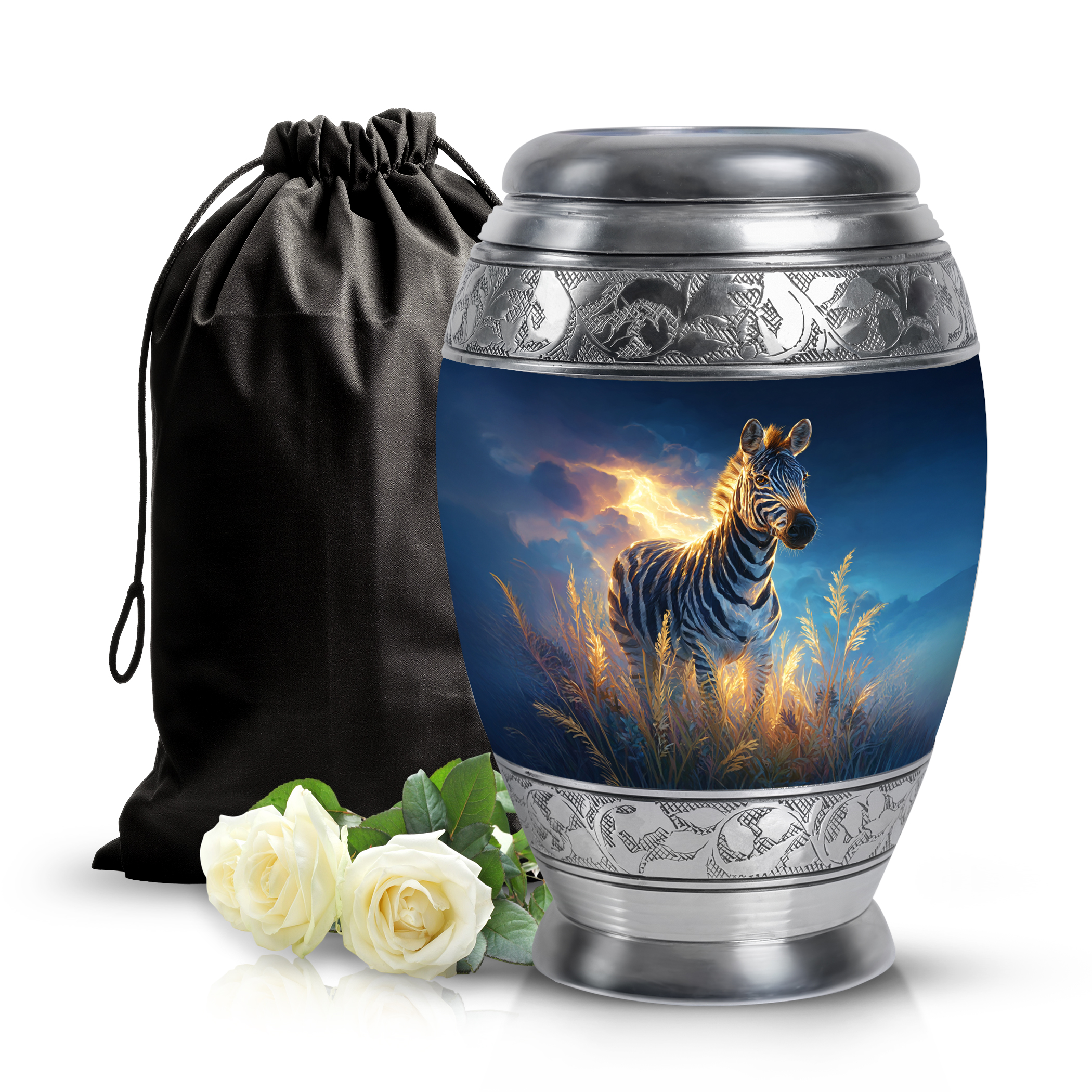 SABURIAL Zebra Urn - Memorial Urns For Adult - 10 Inch - Large With ...