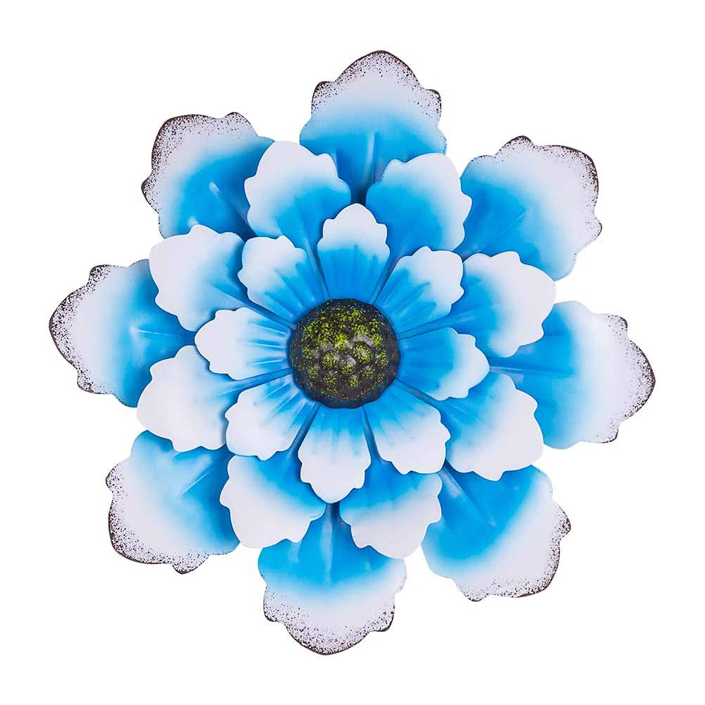 SAC SMARTEN ARTS Boho Blue Metal Flower Wall Art - 12.5'' Rustic ...