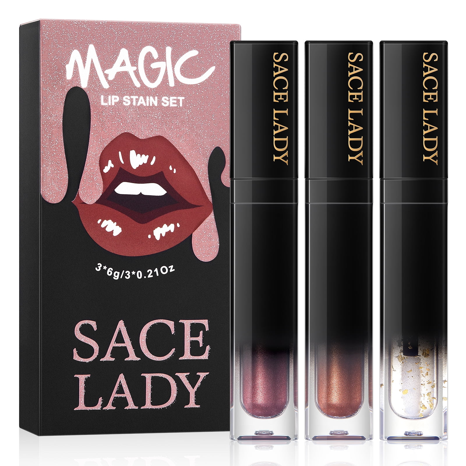 SACE LADY Lip Stain Set Shimmer Matte Finish, Long Lasting Waterproof ...