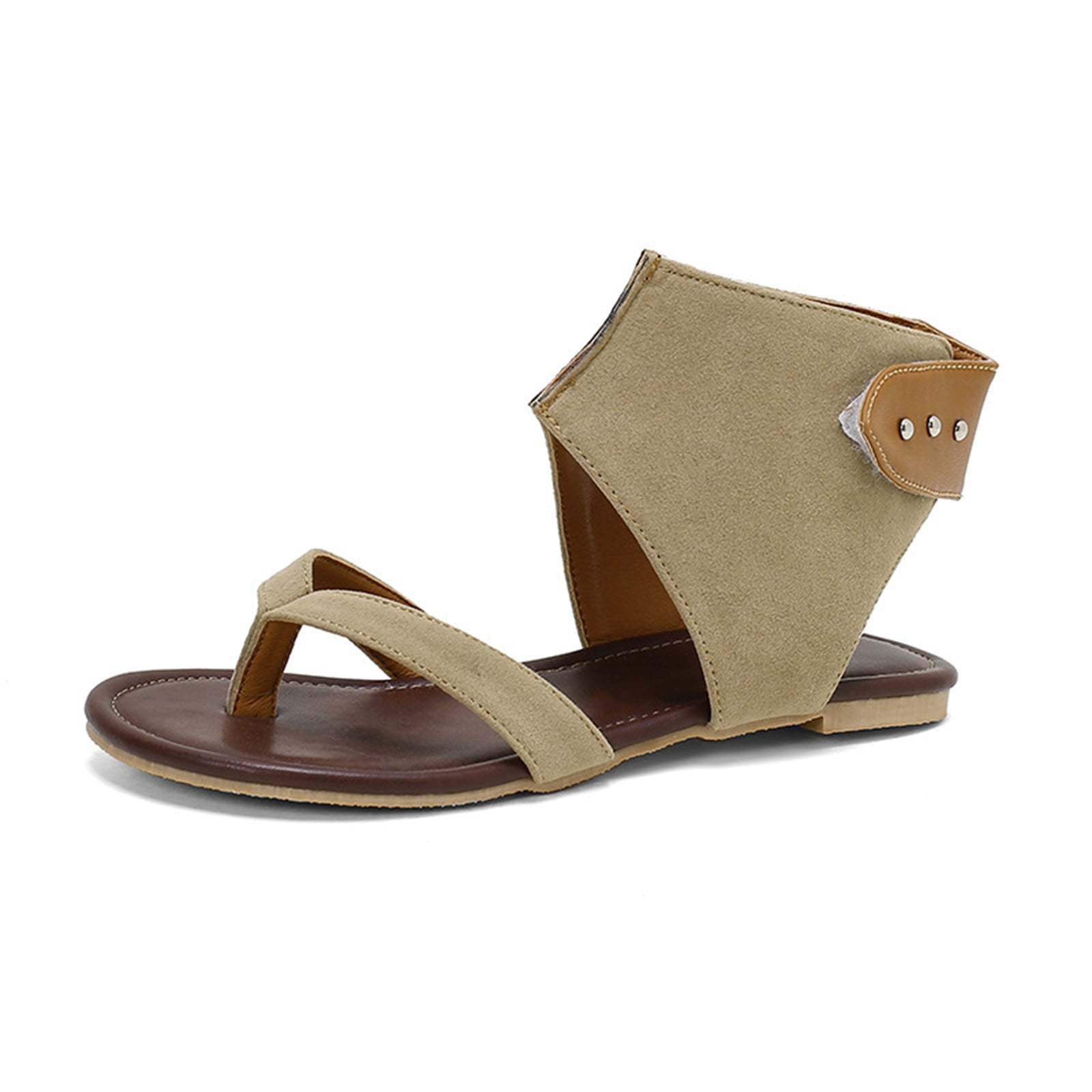 SACFOF Flat Gladiator Sandals for Women Casual Summer Dressy Flip Flops ...
