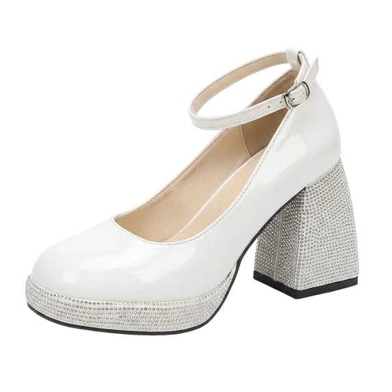 SACFOF Women’s High Chunky Platform Closed Toe Block Heels Square Toe ...