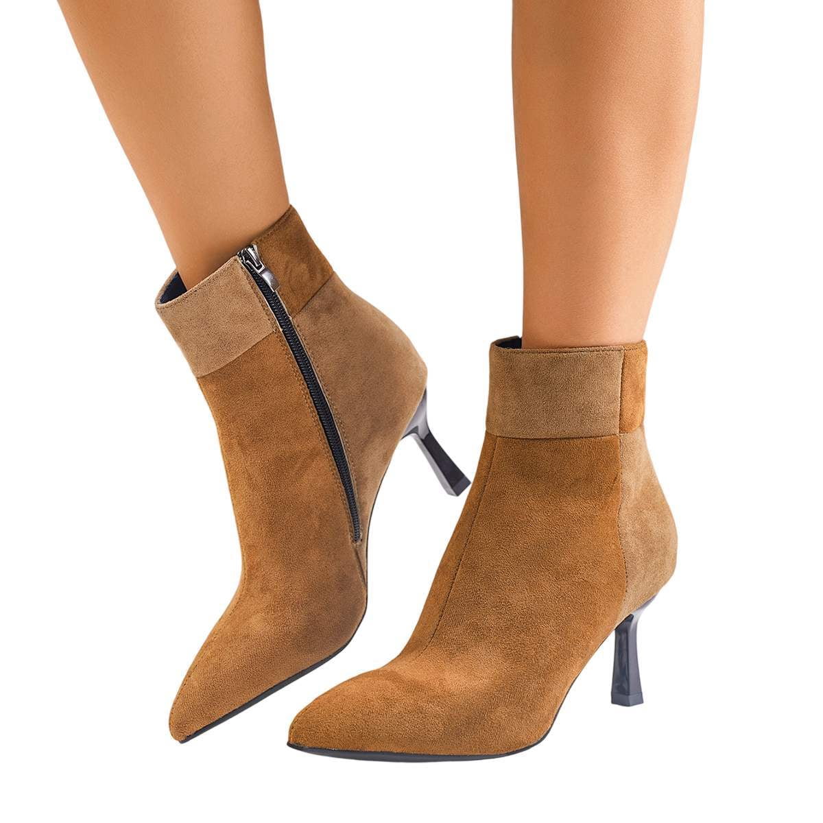 SACFOF Women’s Kitten Heel Ankle Boots Comfortable Pointed Toe Stiletto ...