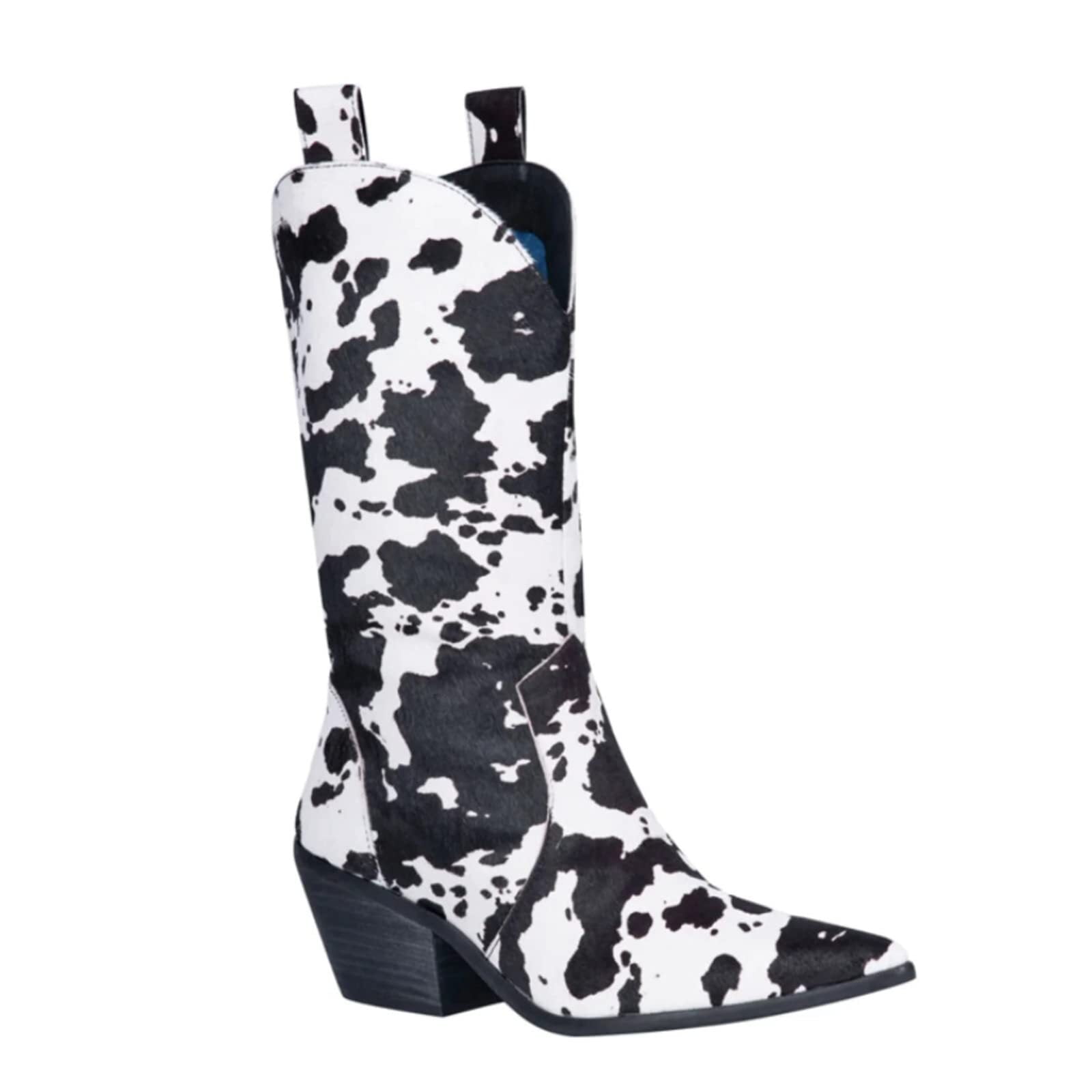 SACFOF Women's Mid Calf Cowboy Boots Pointy Toe Boots Western Cowgirl ...