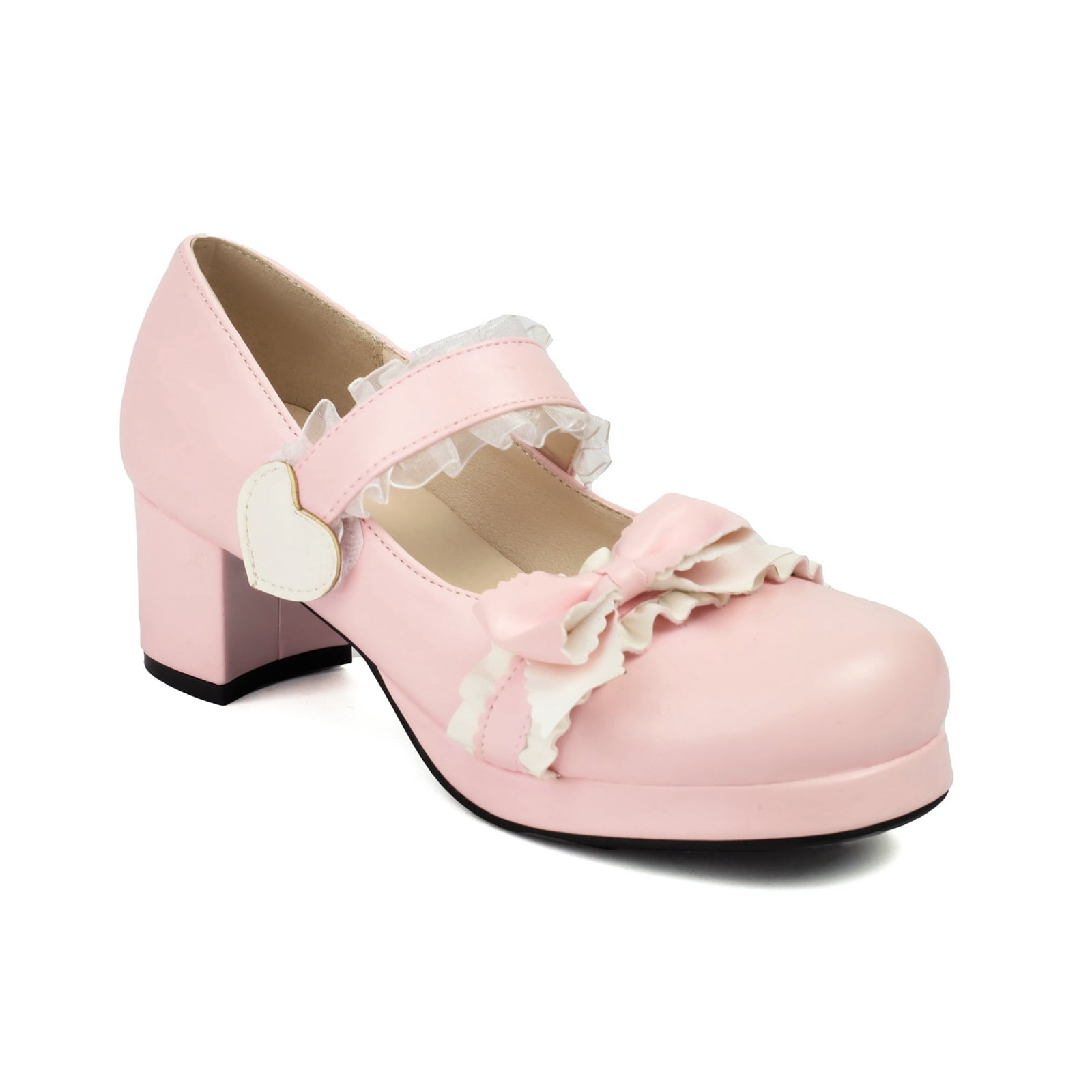 SACFOF Women's Platform Ankle Strap Chunky Heel Mary Jane Pumps Cute ...