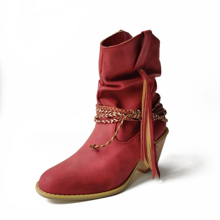 SACFOF Womens Braid Bootie Ankle Boot Fashion Pointed Toe Riding ...