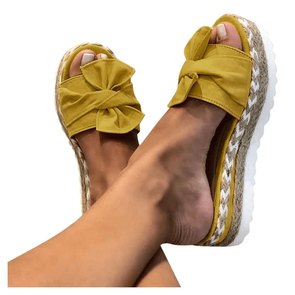 SACFOF Womens Espadrilles Slip on Wedge Sandals Casual Slides Bow Tie ...