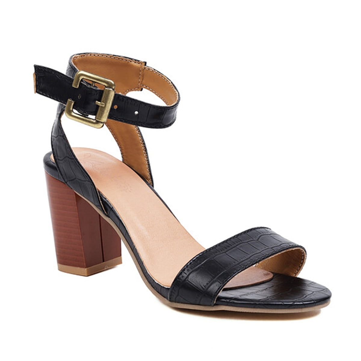 SACFOF Womens Heeled Sandals Shoes – 2.95 Inch Chunky Block Heeled ...