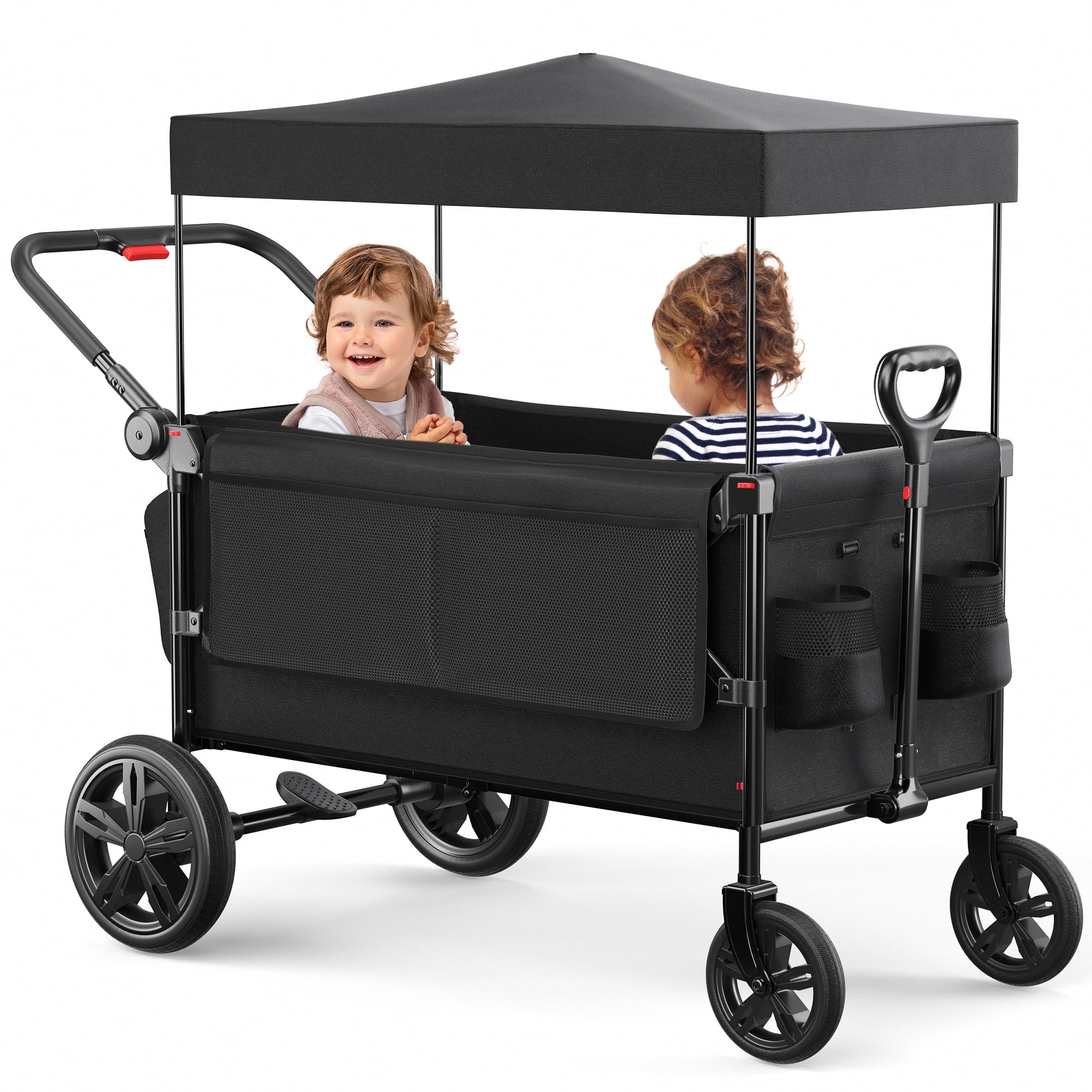 SACVON All-Terrain Stroller Wagon for Toddlers with Canopy, Parent ...