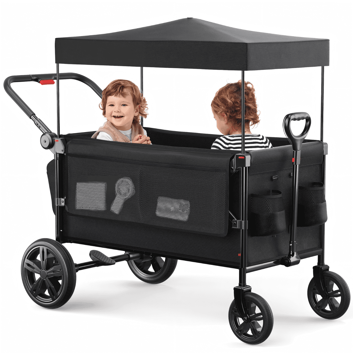 SACVON All-Terrain Stroller Wagon for Toddlers with Canopy, Parent ...