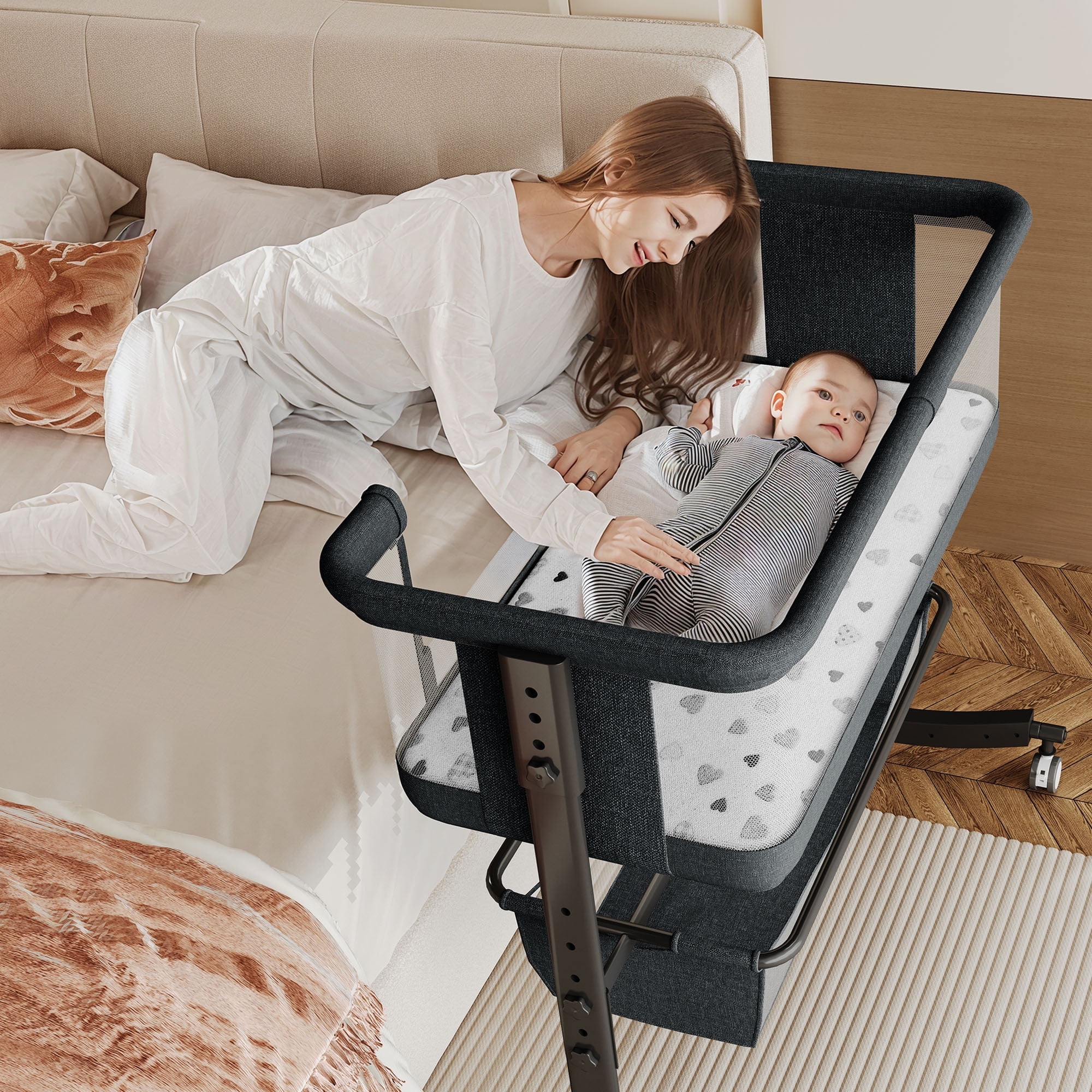 SACVON Baby Bassinets, All Mesh Crib Portable for Safe Co-Sleeping ...