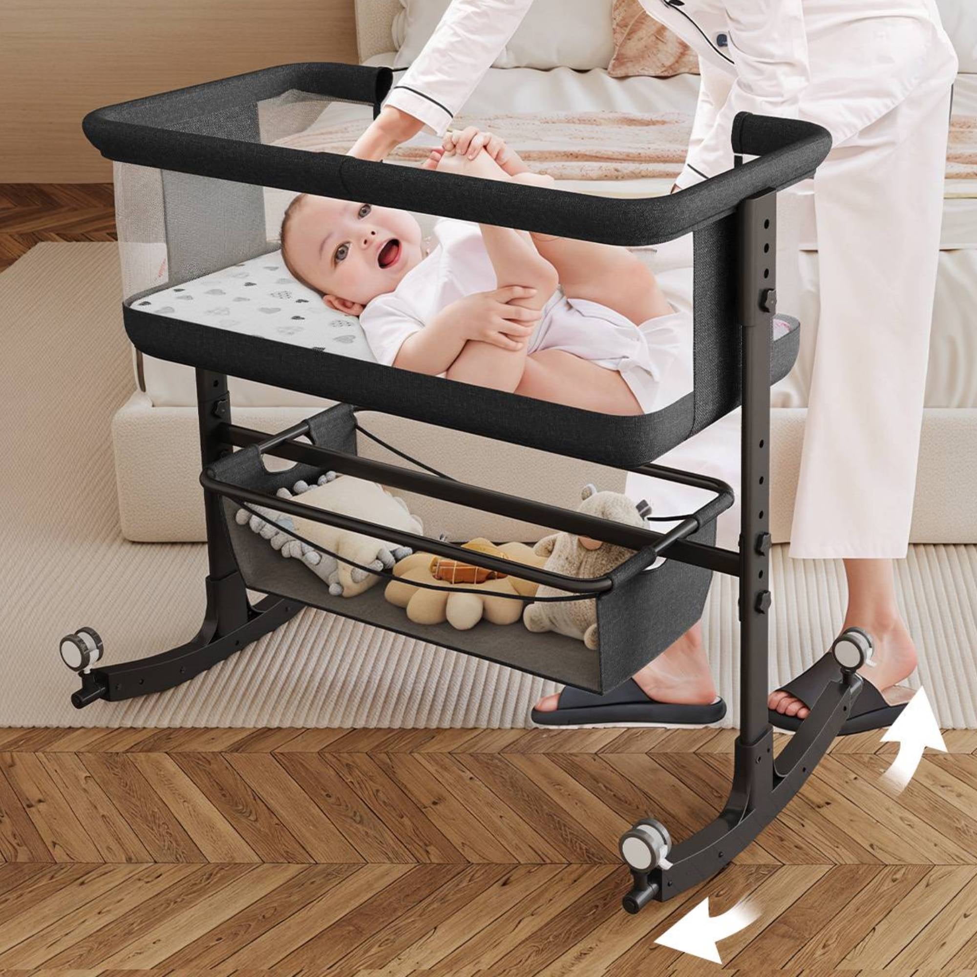 SACVON Baby Bassinets, All Mesh Crib Portable for Safe Co-Sleeping ...