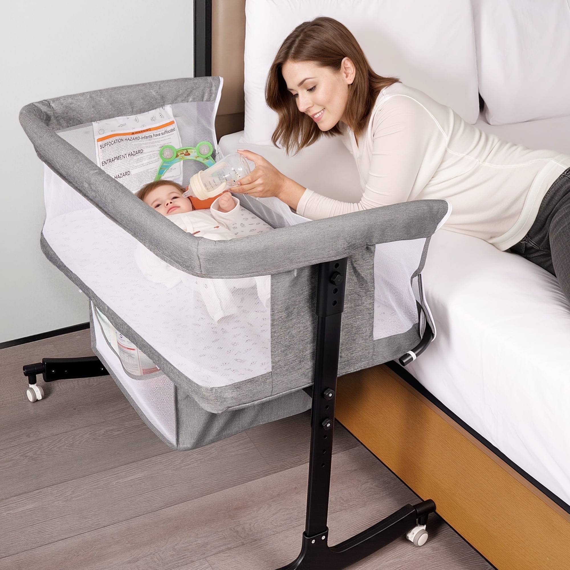 SACVON Baby Bassinets, All Mesh Crib Portable for Safe Co-Sleeping ...