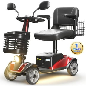 Equate Mobility 4-Wheel Motorized Power Scooter, Red HSA/FSA Eligible ...