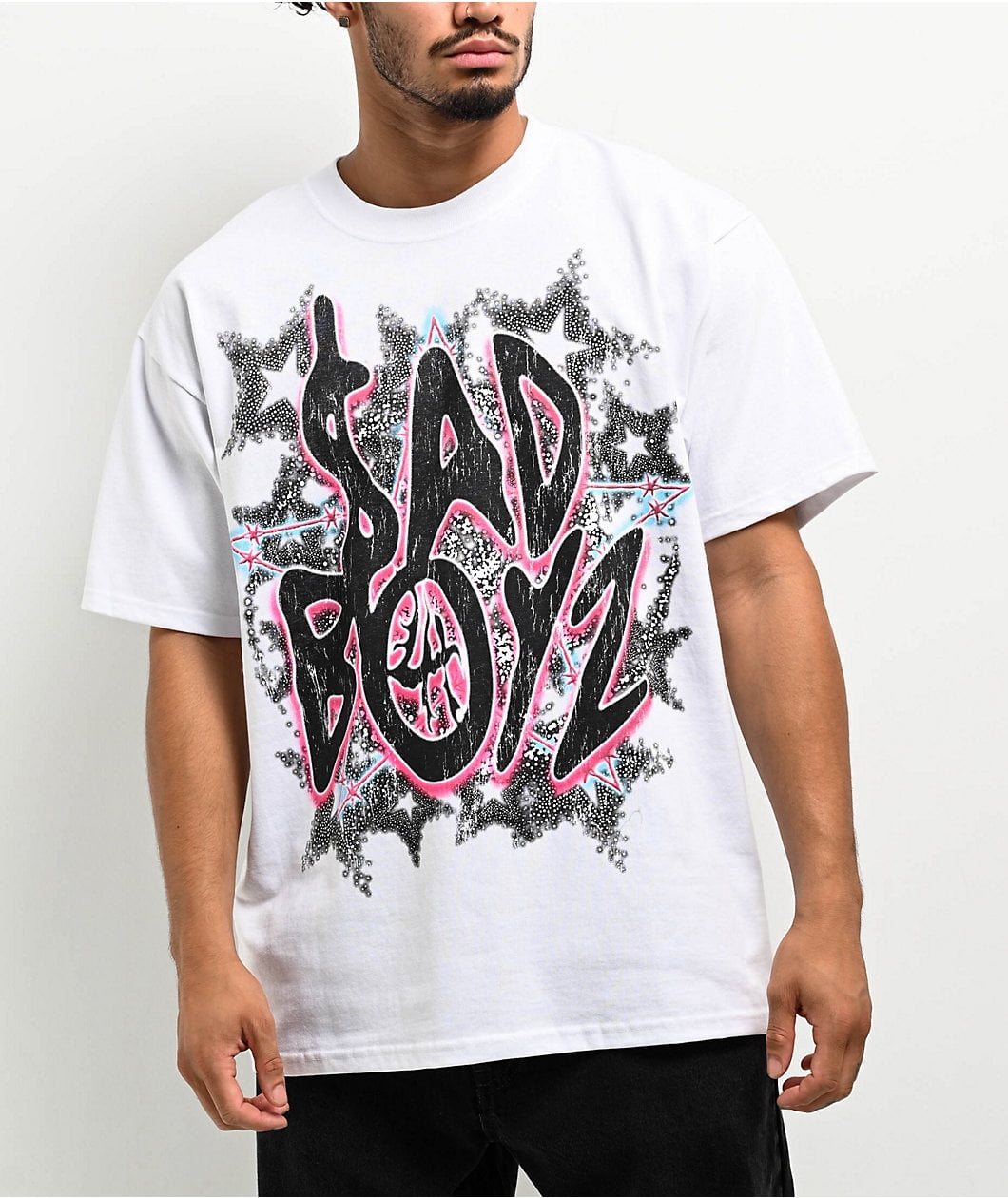 SAD BOYZ by Junior H X Lost Hills Stars White T-Shirt - Walmart.com