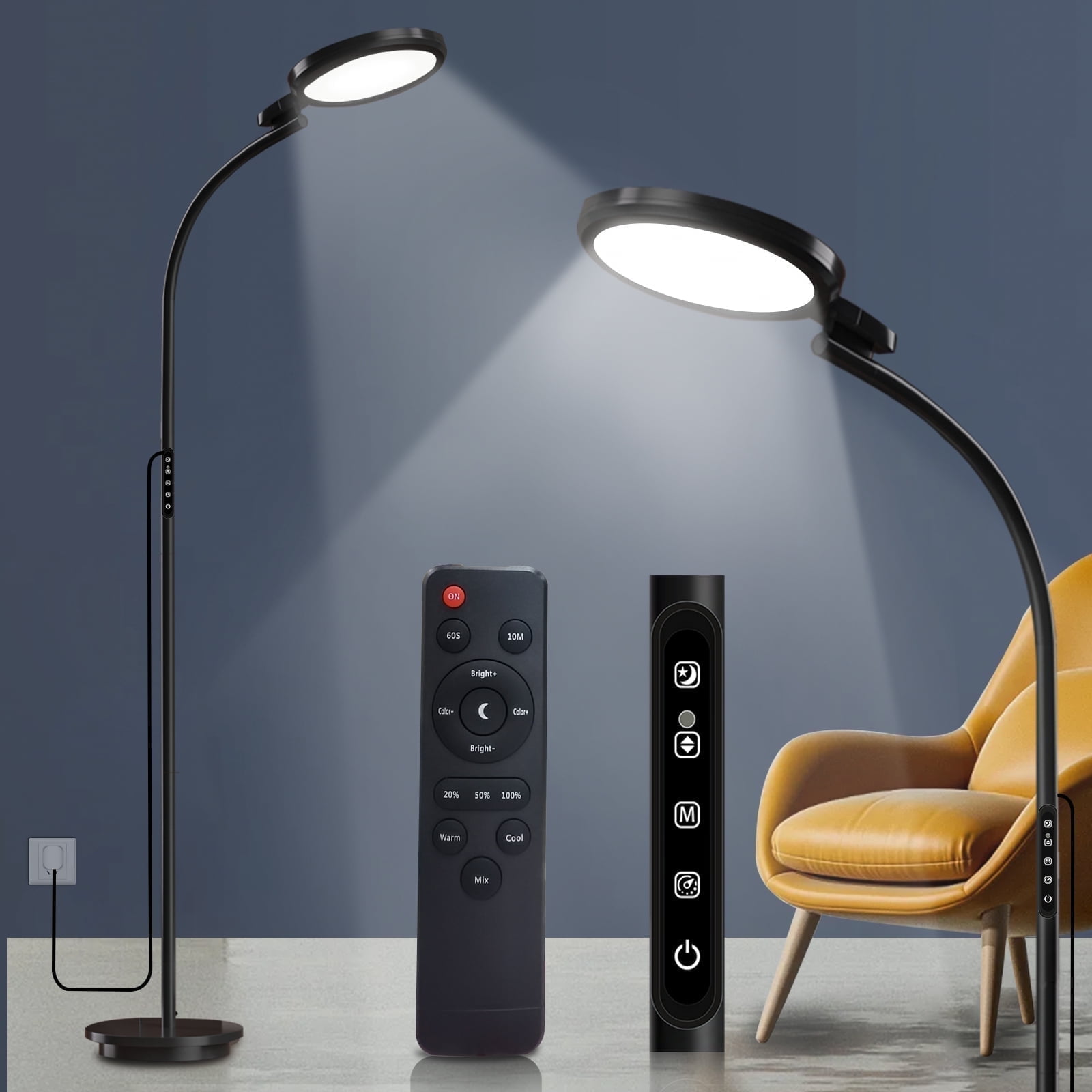 SAD Lamp,Round Floor Sun Lamp Therapy Light,3-in-1 SAD Light Therapy ...