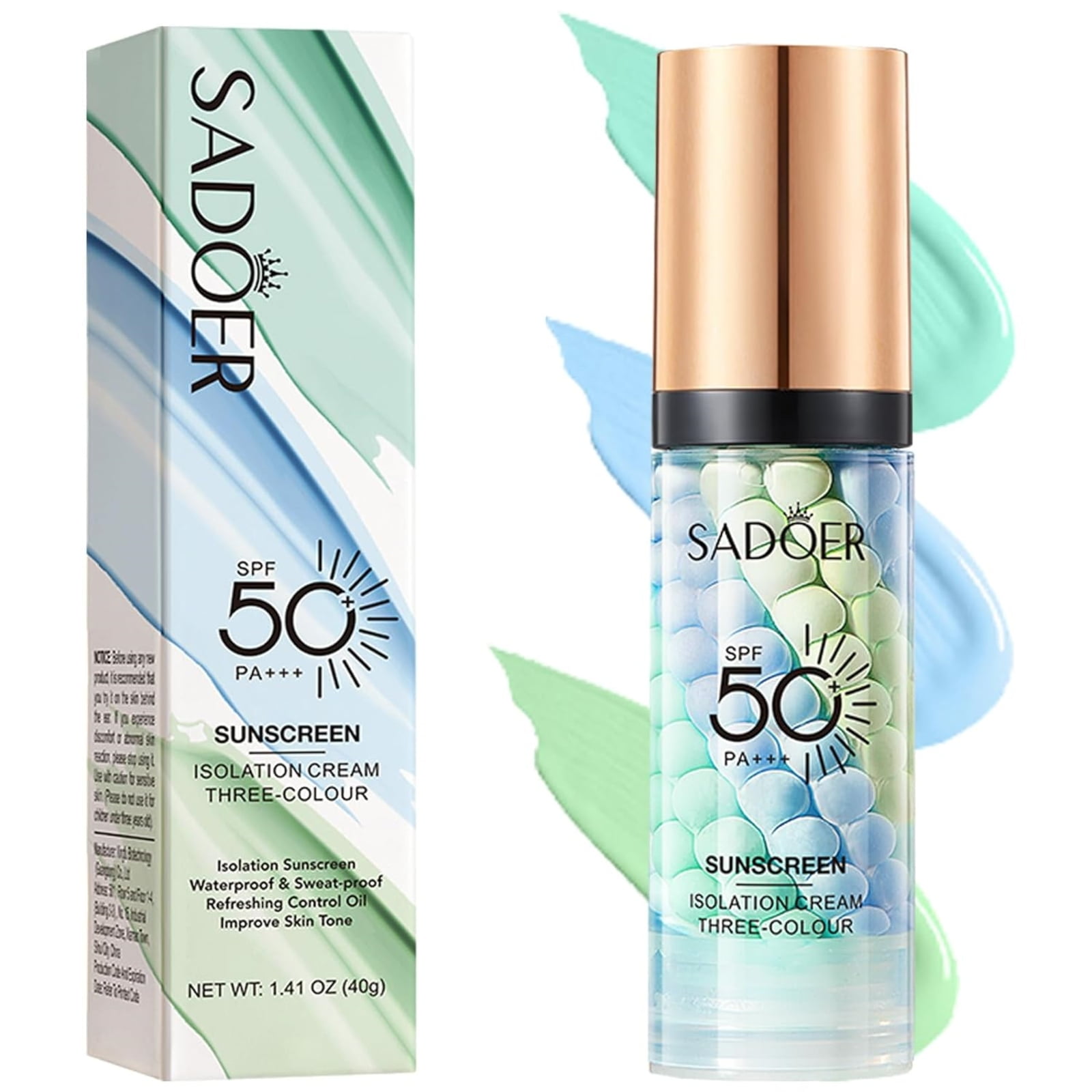 SADOER 3 In 1 Primer for Face Before Makeup, Color Corrector SPF 50 Sunscreen Isolation Cream ...