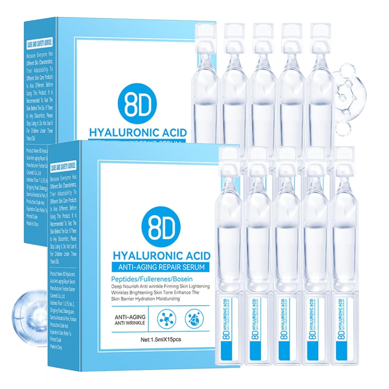 SADOER 8D Hyaluronic Acid Anti-Wrinkle Repair Essence, 3% Hyaluronic Acid Serum Tubes-Ultra ...