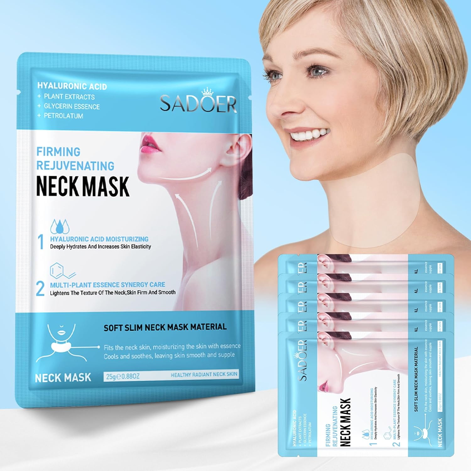 SADOER Collagen Neck Mask 12 Pack, Wrinkle Reduction & Skin Tightening ...