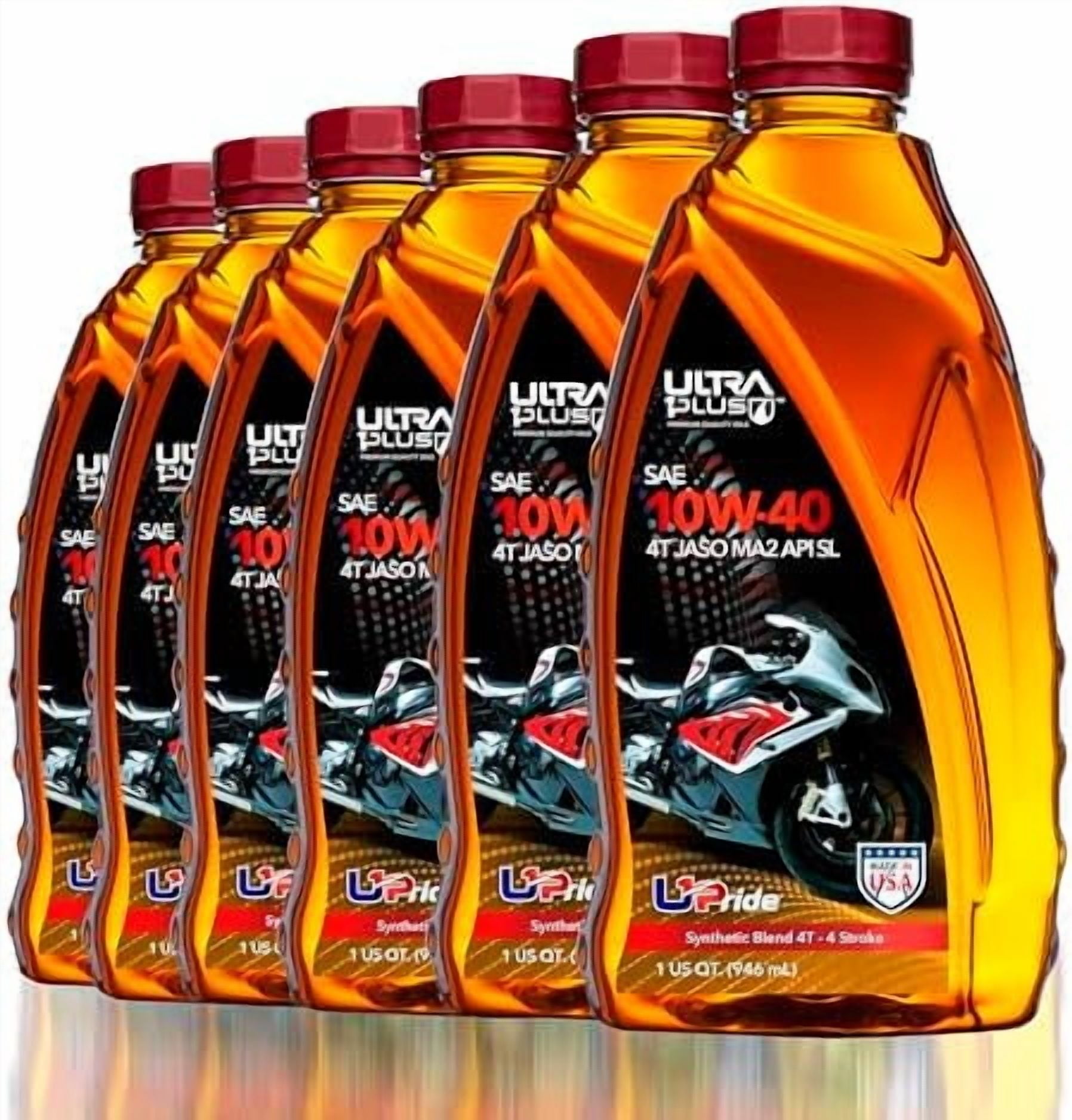 SAE 10W-40 4T Motorcycle Synthetic Blend Motor Oil API SL JASO MA2-6 Quarts - Walmart.com