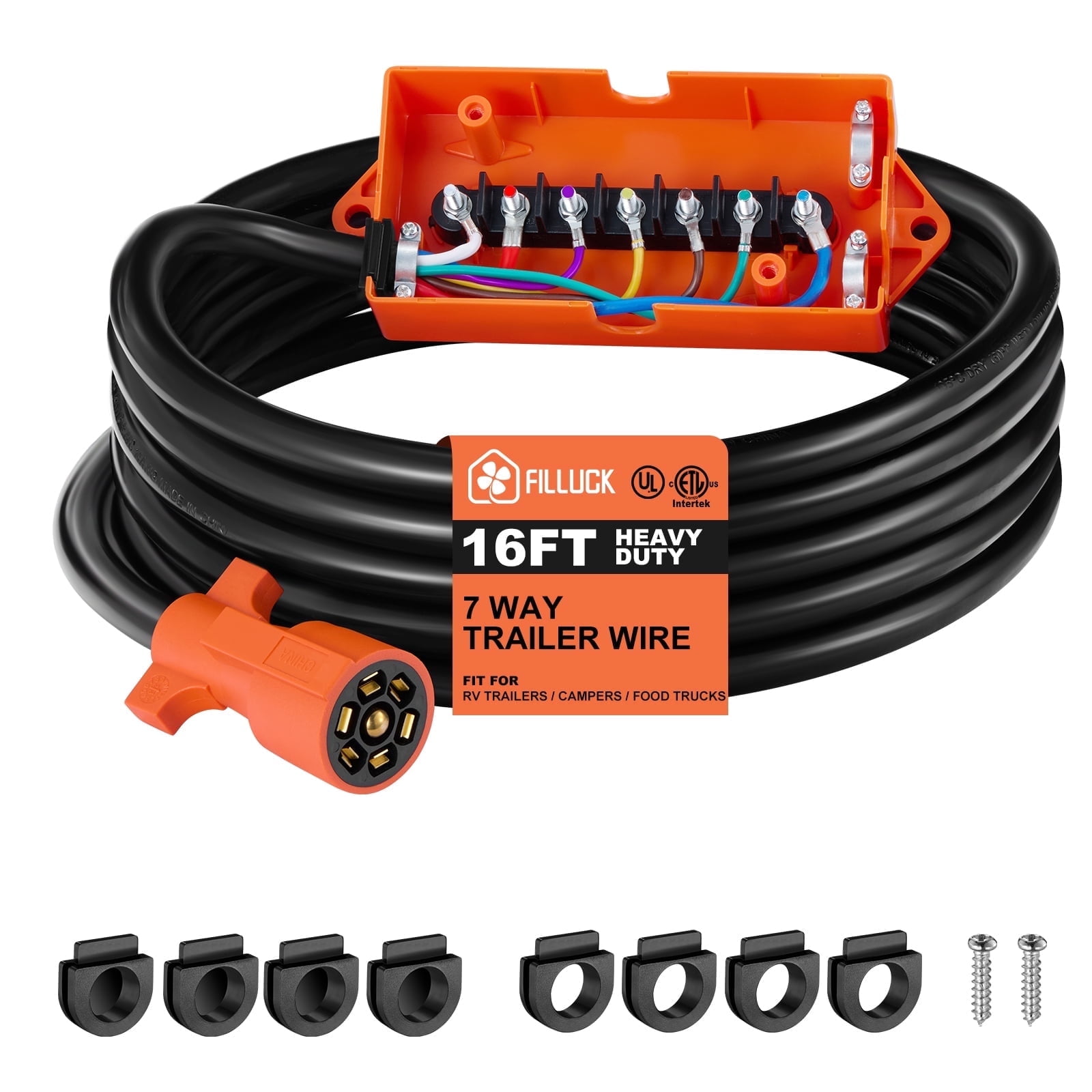 SPEEDWOW 7-Way Trailer Wiring Harness with Junction Box, Heavy Duty ...